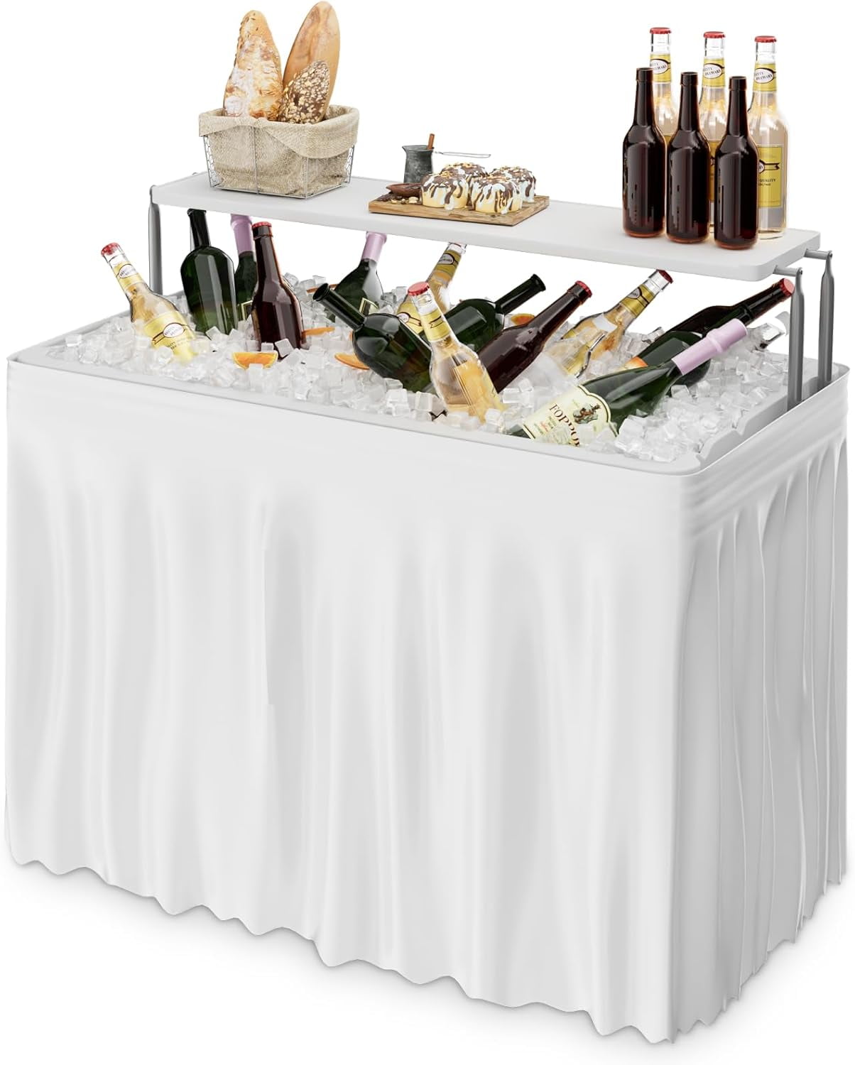 4 ft Folding Ice Cooler Table, 2-Tier Portable Chill Table with ...