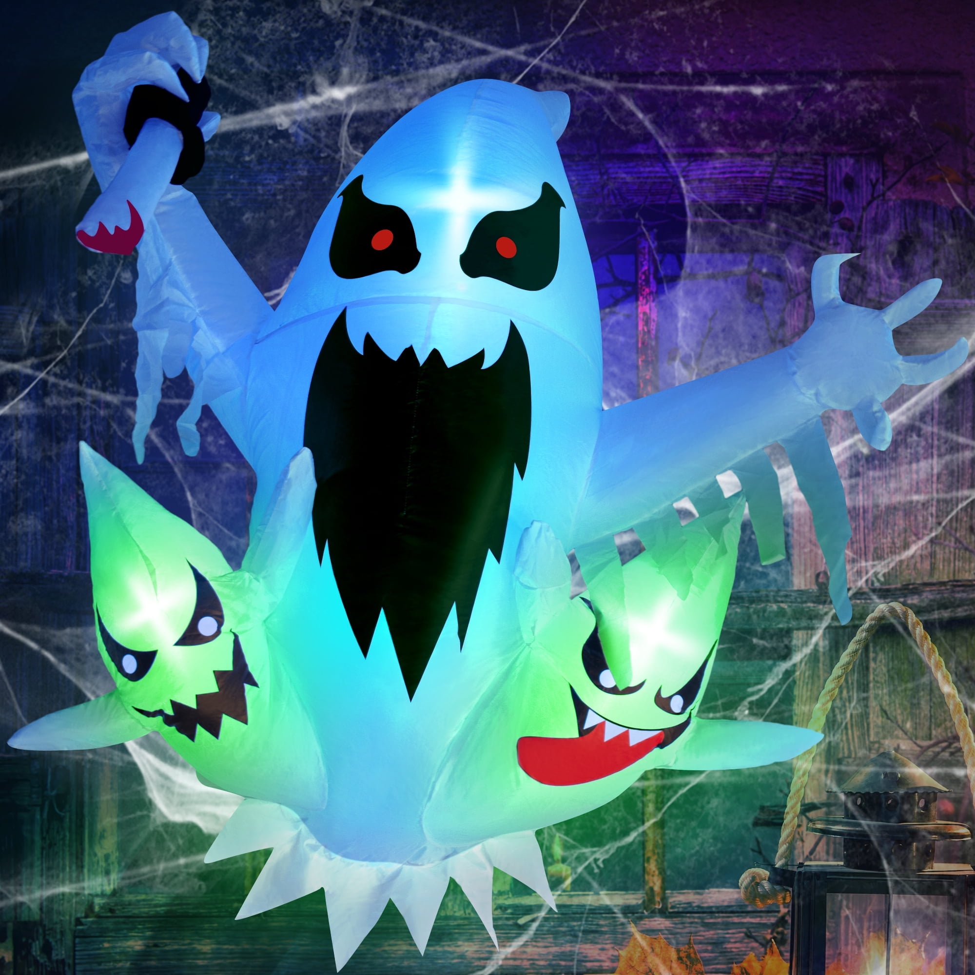 iFanze 4FT Pre-Lit Halloween Inflatables Outdoor Decor - White Ghost ...