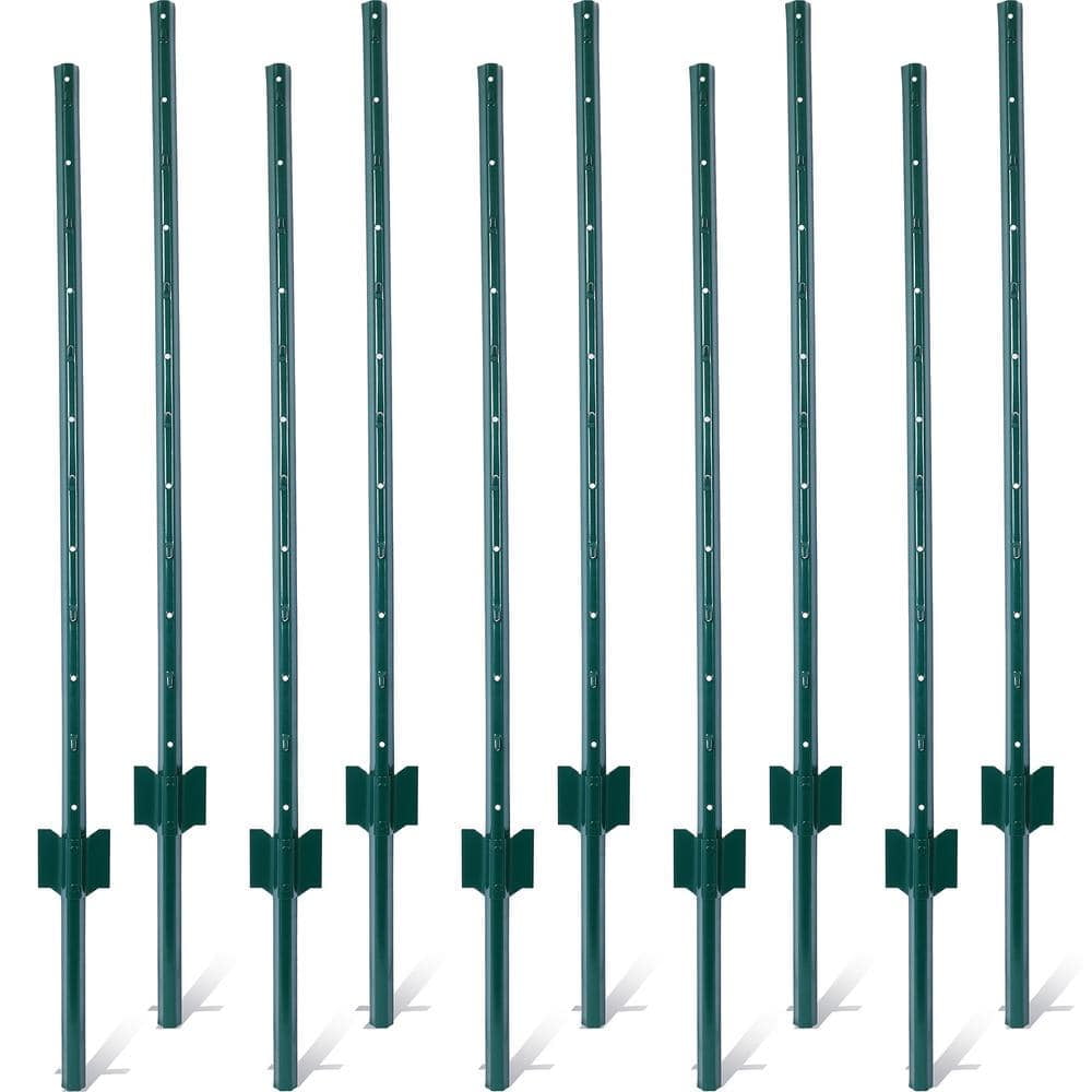 4 ft. Heavy Duty Green Metal U-Channel Steel Fence Posts for Holding ...
