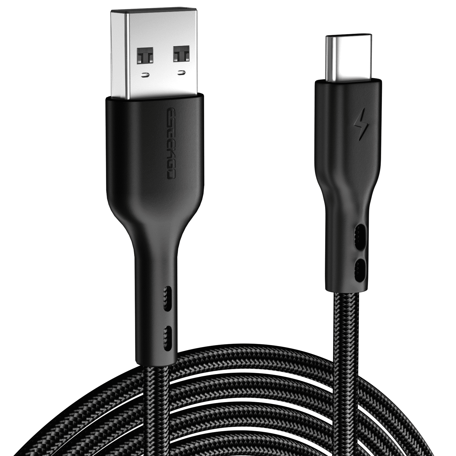 4 ft. High-Speed 3A Braided USB-C to USB-A Charge & Sync Cable - Black ...