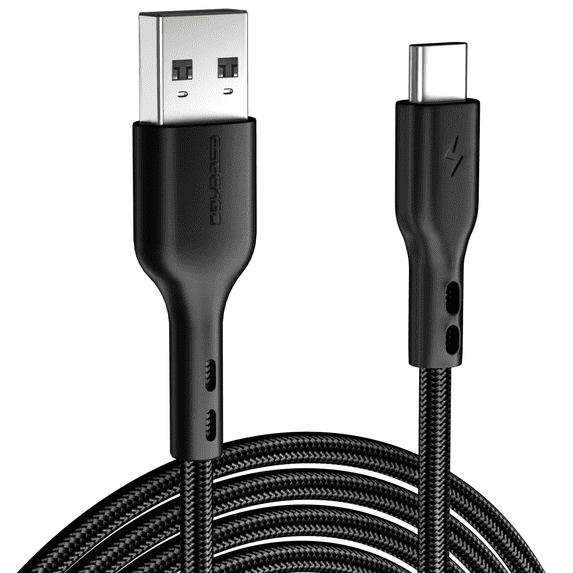 4 ft. High-Speed 3A Braided USB-C to USB-A Charge & Sync Cable - Black ...