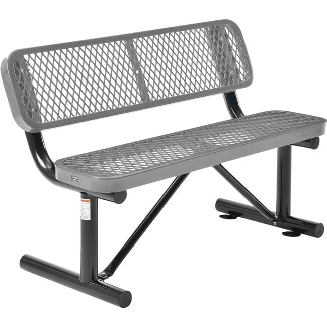 4 ft. Outdoor Steel Bench with Backrest & Expanded Metal - Gray ...