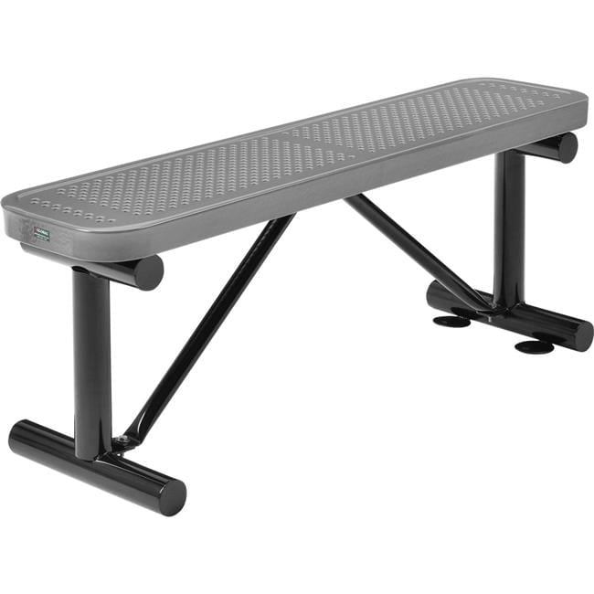 4 ft. Outdoor Steel Flat Bench with Perforated Metal - Gray - Walmart.com