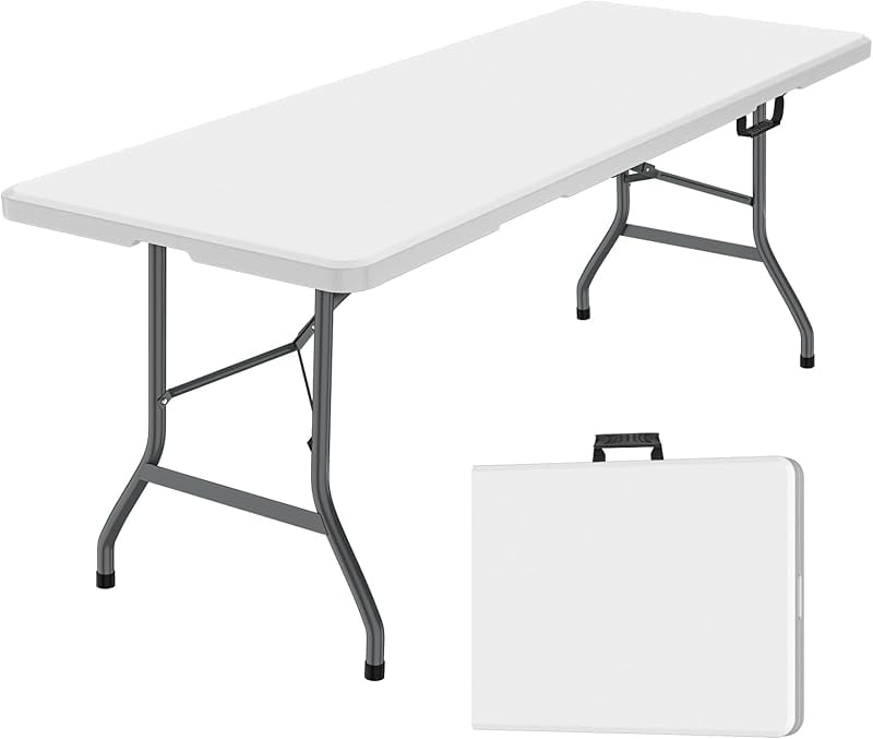 4 ft Plastic Folding Table with Carrying Handle, Straight Legs for ...