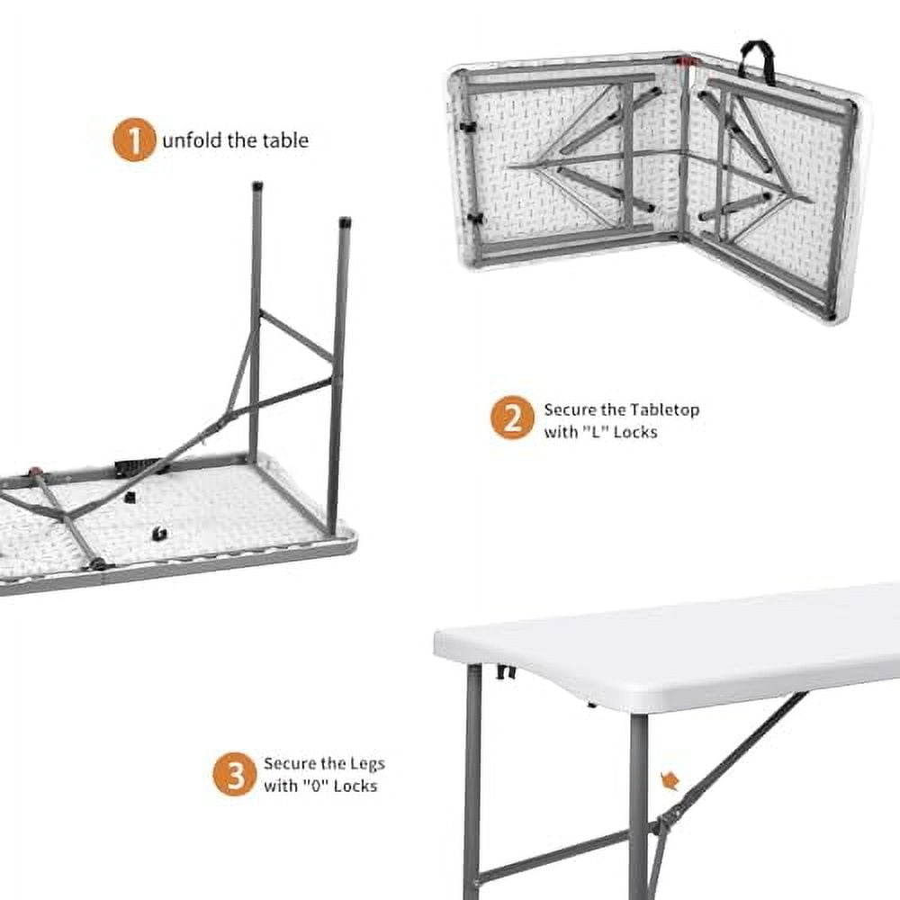 4 ft Plastic Folding Table with Carrying Handle, Straight Legs for ...