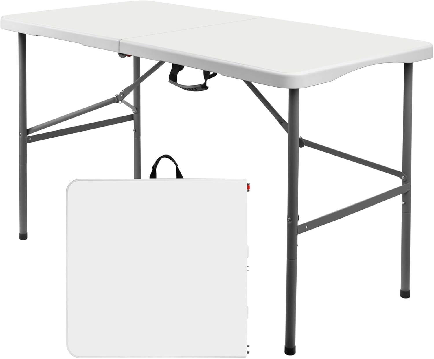 4 ft Plastic Folding Table with Carrying Handle, Straight Legs for ...