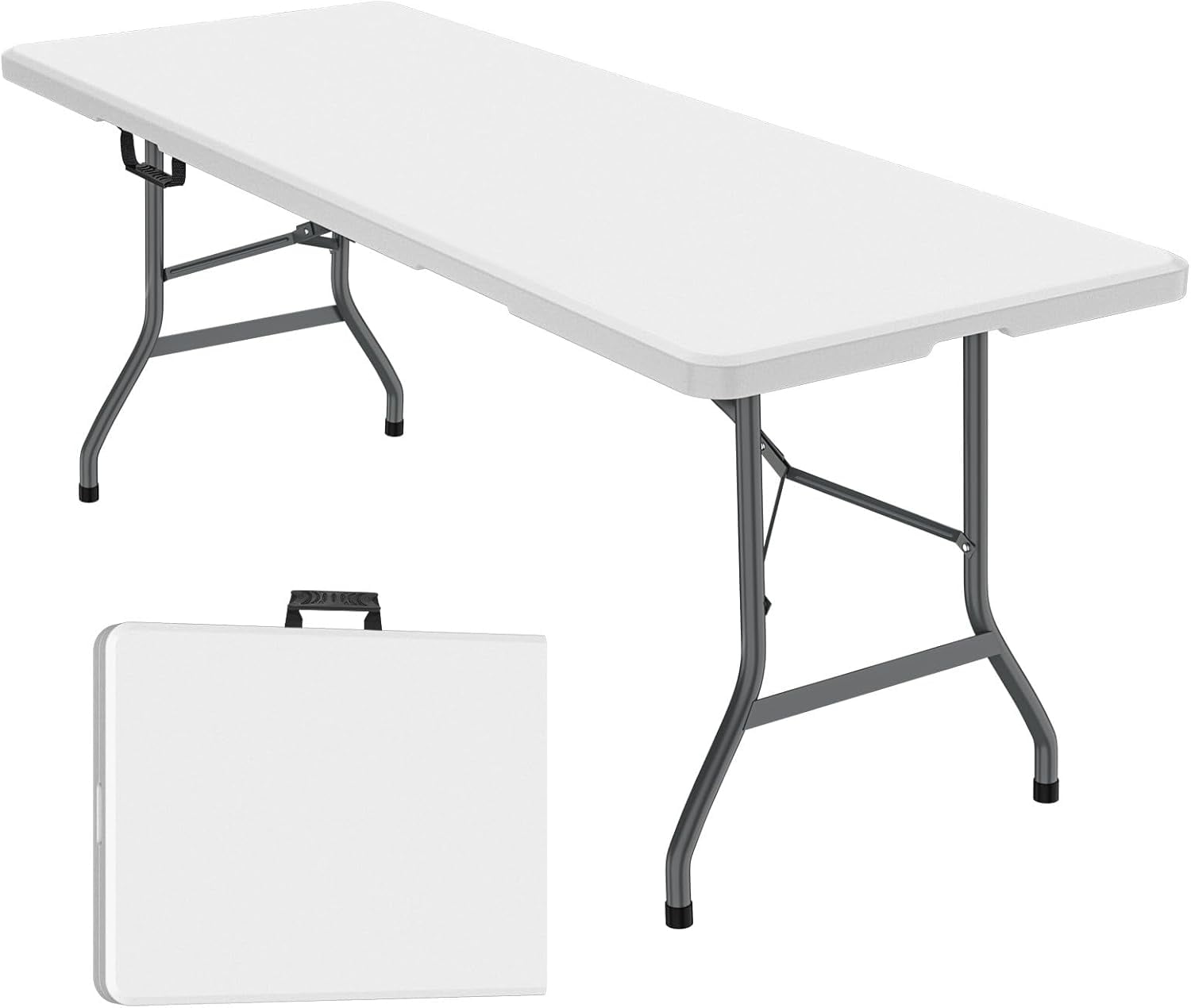 4 ft Portable Folding Table, Idustrial Heavy-Duty Foldable Table with ...