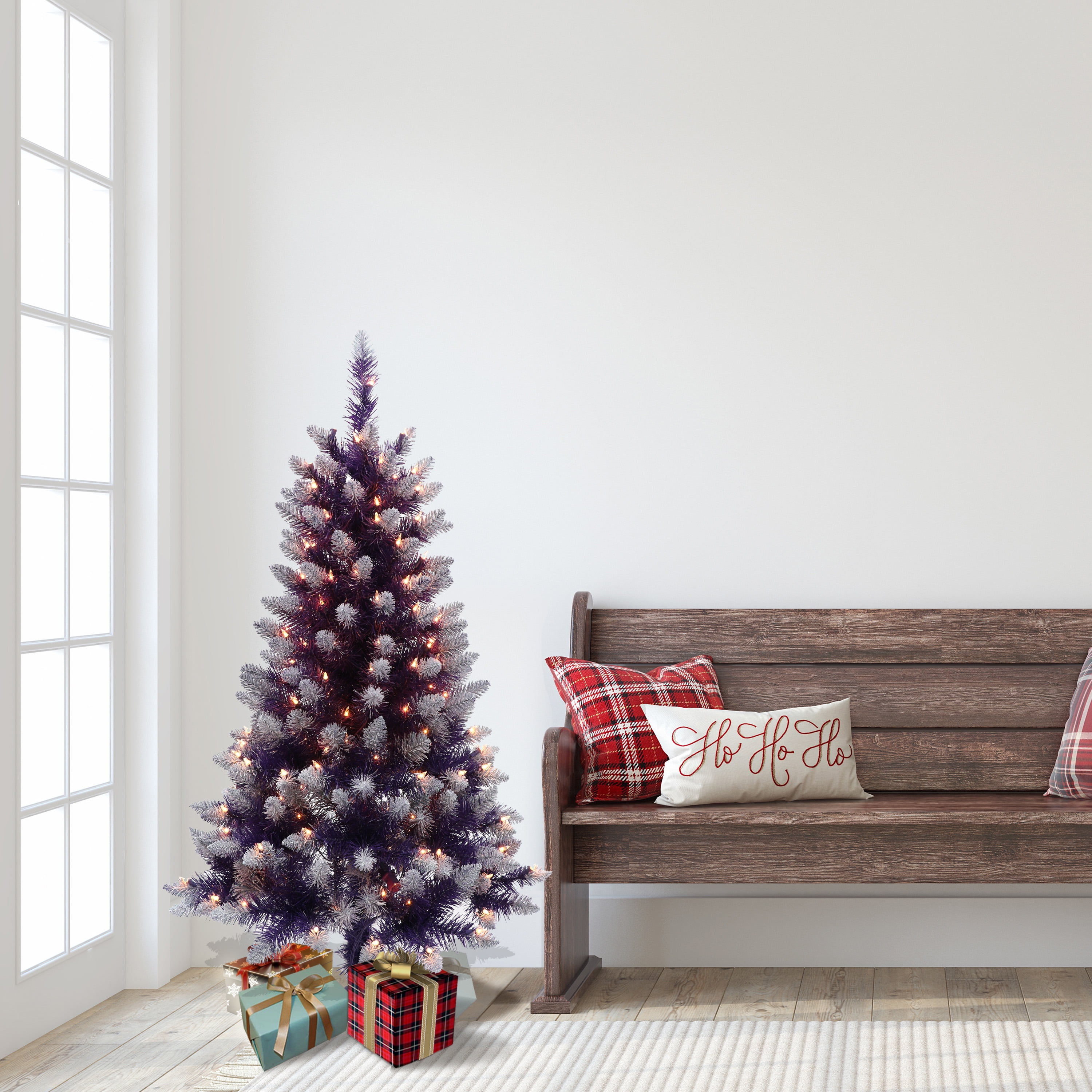Puleo International 4 ft. Fashion Pine Pre-Lit Artificial Christmas ...