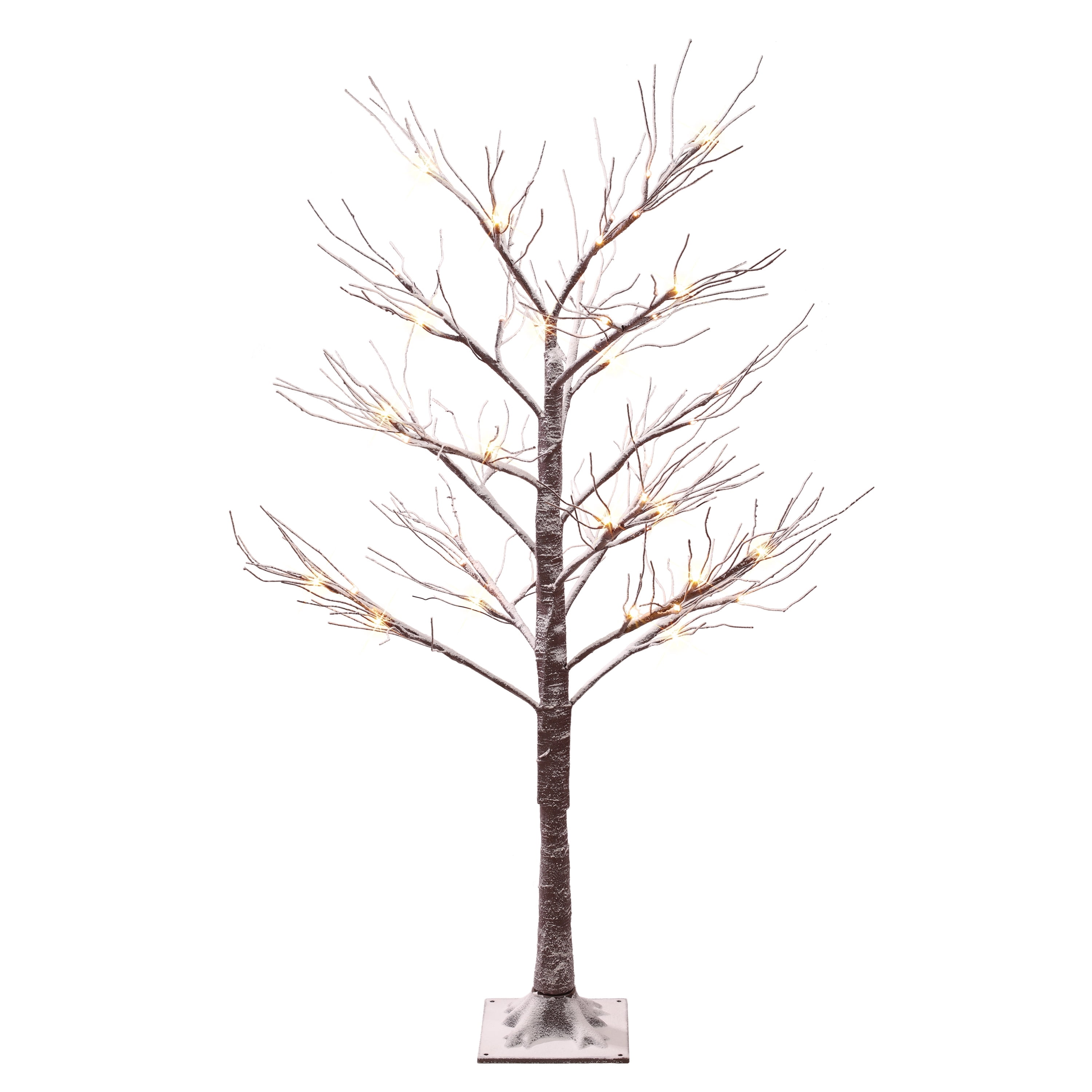 4 ft Pre-Lit Flocked Brown Artificial Twig Tree - Walmart.com