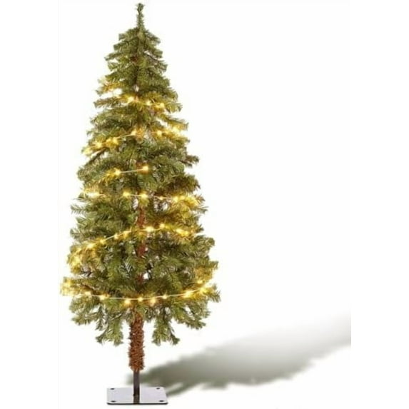 4 ft Pre-lit Artificial Christmas Tree Fake Hickory Cedar Topiary Slim ...