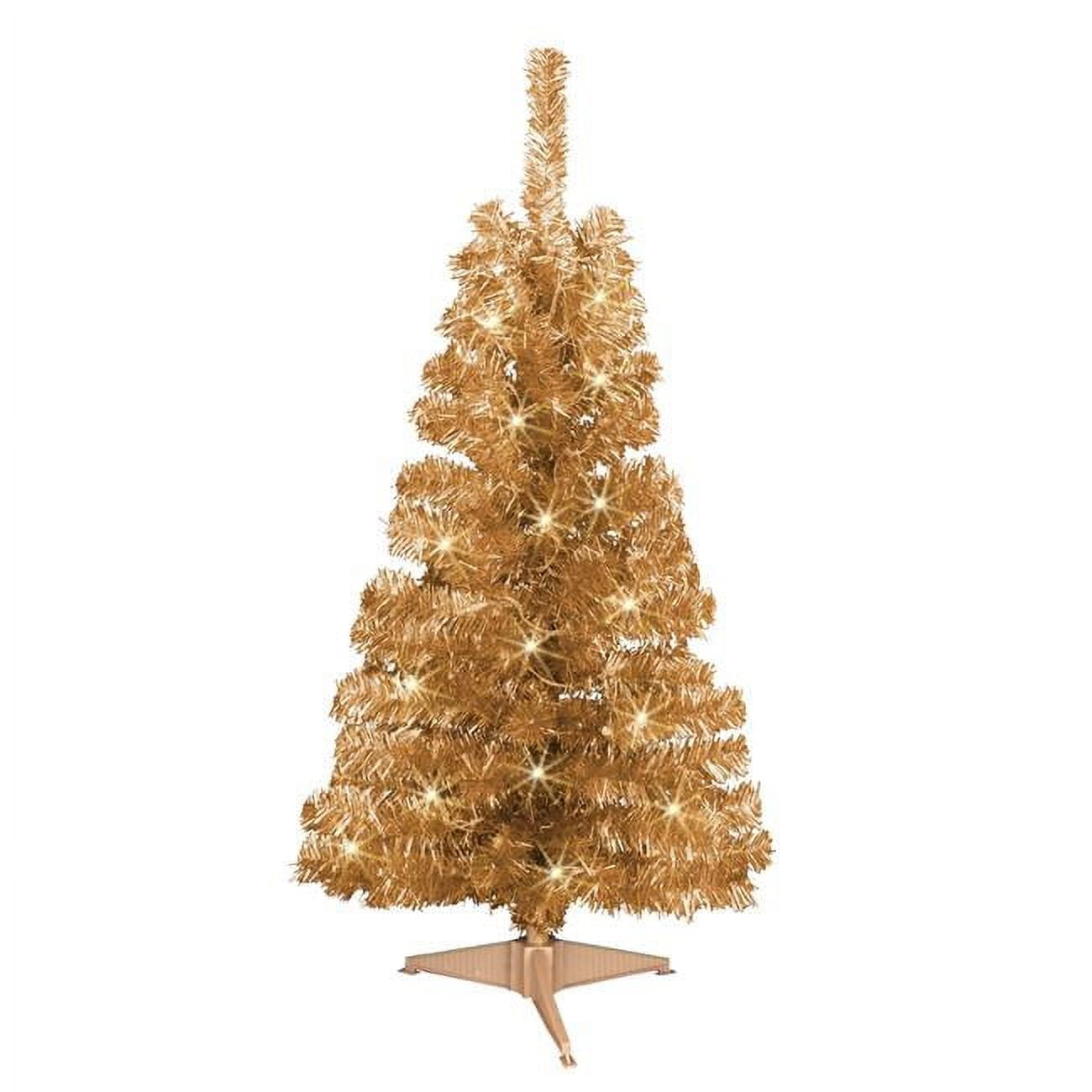 4 ft. Christmas Pre-lit Champagne Tinsel Tree - Walmart.com