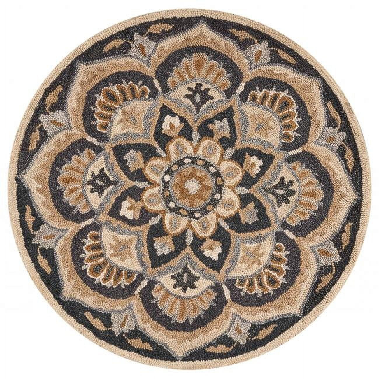 4 ft. Round Black Flower Blossom Area Rug - Black - 4' - Walmart.com