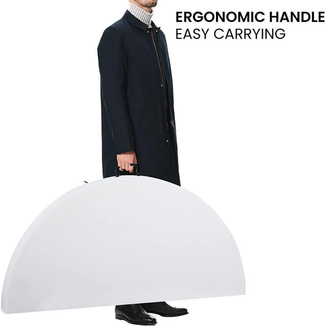4 ft Round Folding Table Bi-Fold Resin Table with Carrying Handle Round ...