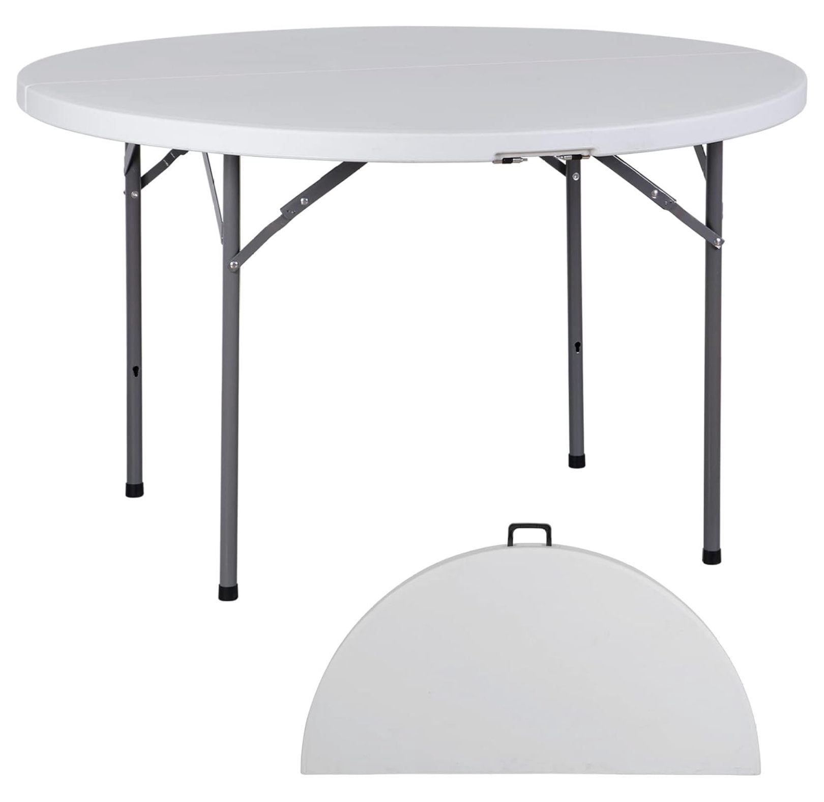 4 ft Round Folding Table, Indoor Outdoor Portable Plastic Dining Card ...
