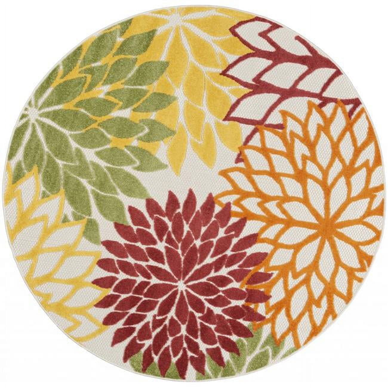 4 ft. Round Red Tropical Indoor & Outdoor Area Rug - Walmart.com