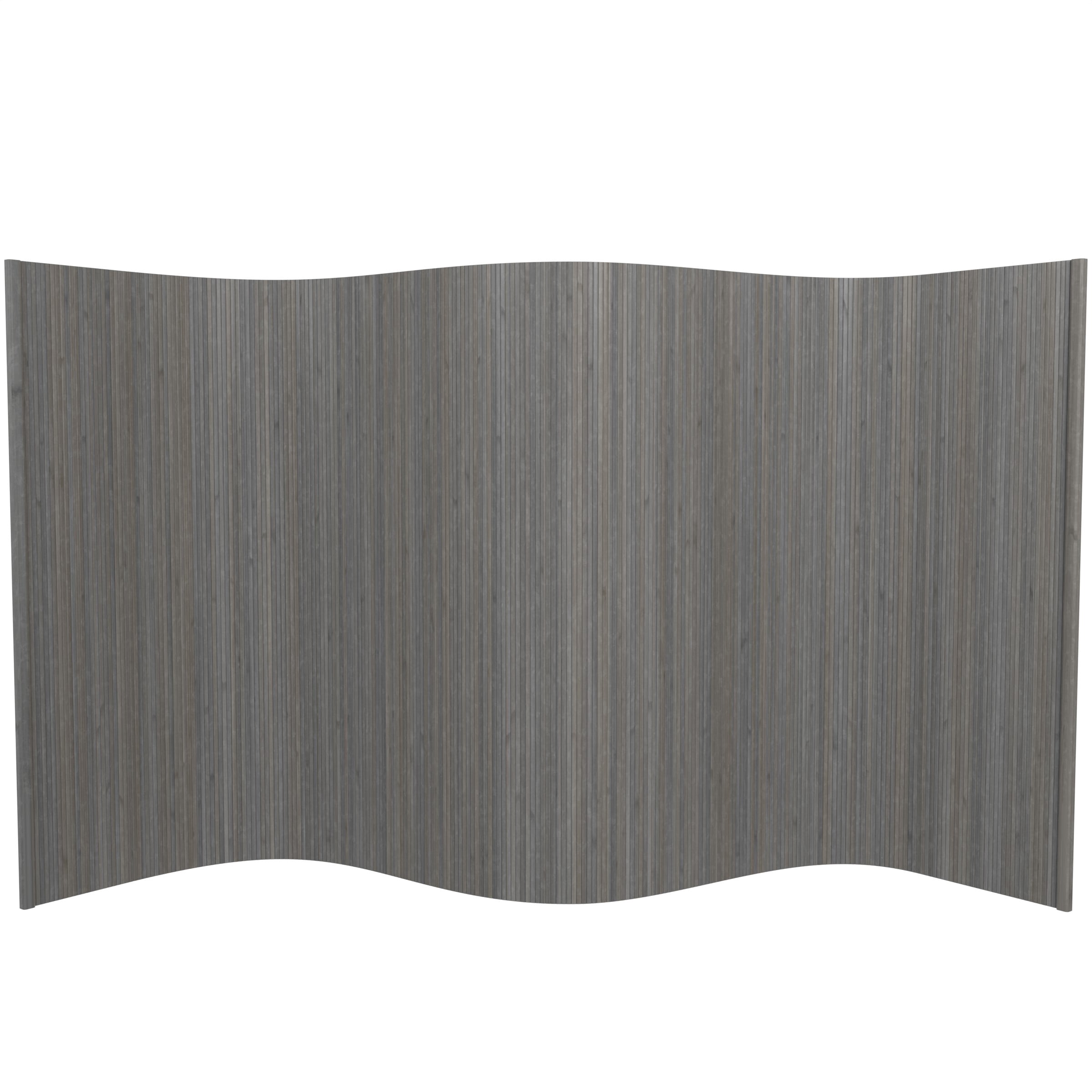 4 ft. Short Bamboo Wave Room Divider Screen in Grey with Roll-up Design ...
