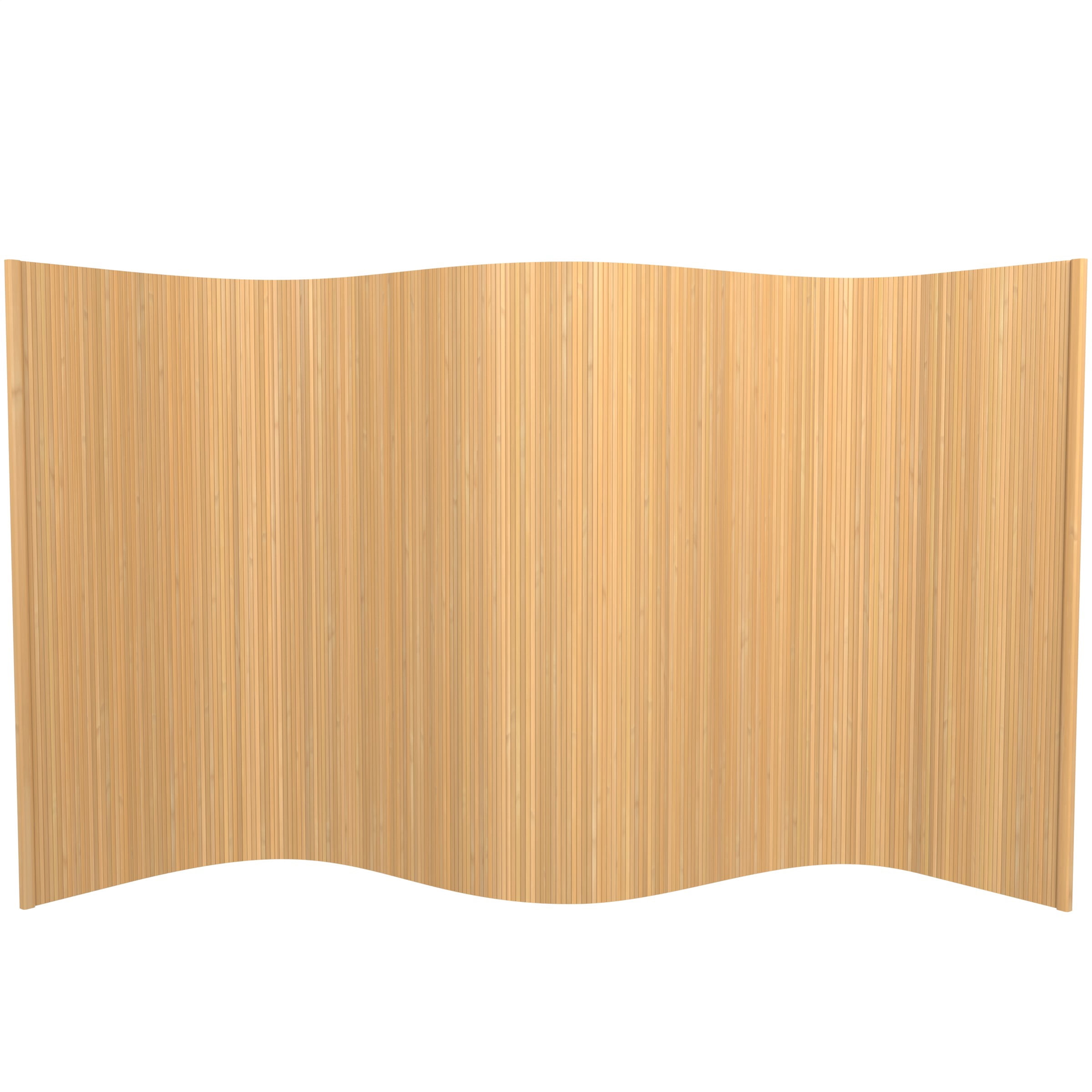 4 ft. Short Honey Bamboo Wave Room Divider Screen with Roll-up Design ...