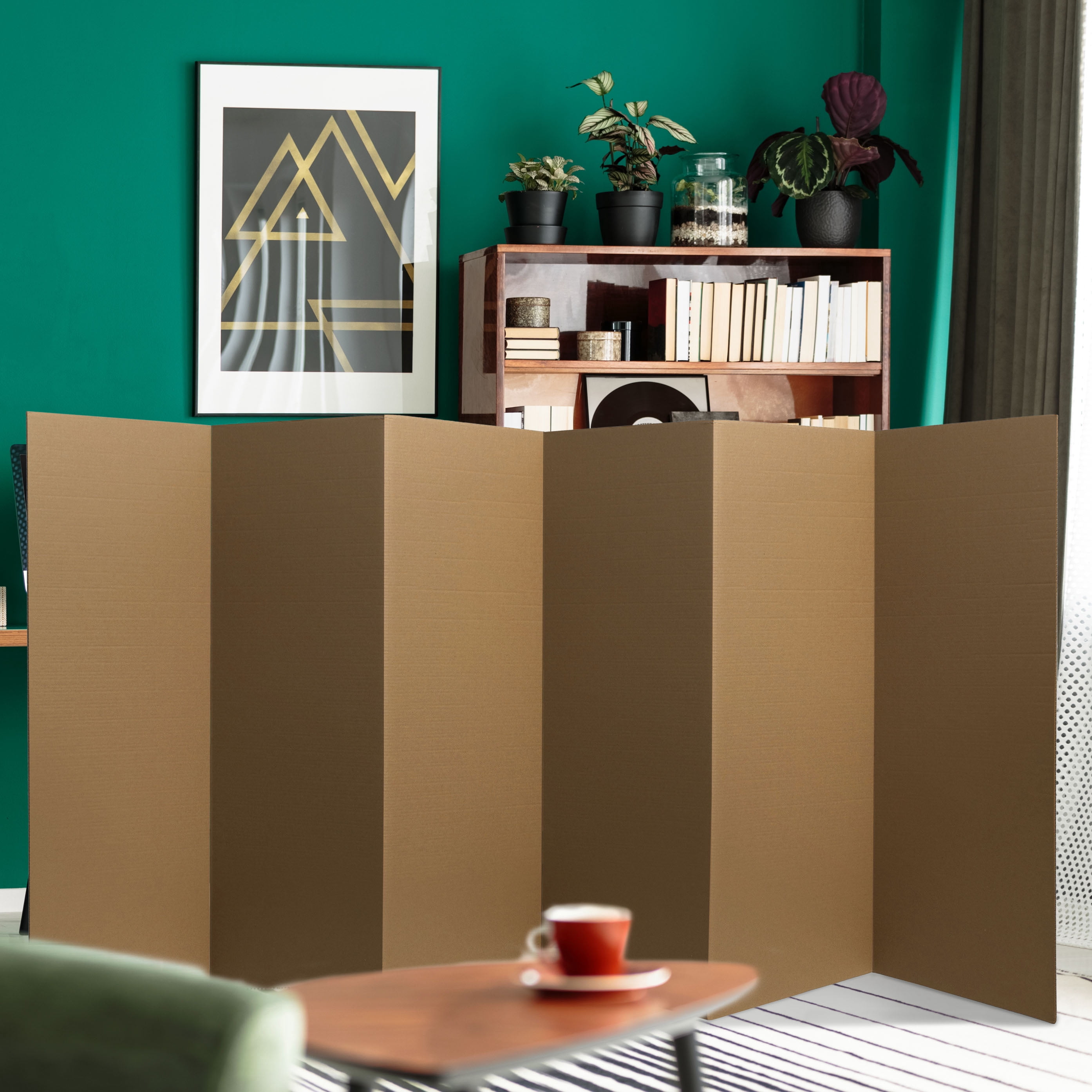 4 ft. Short Brown Temporary Cardboard Folding Screen - 6 Panels ...