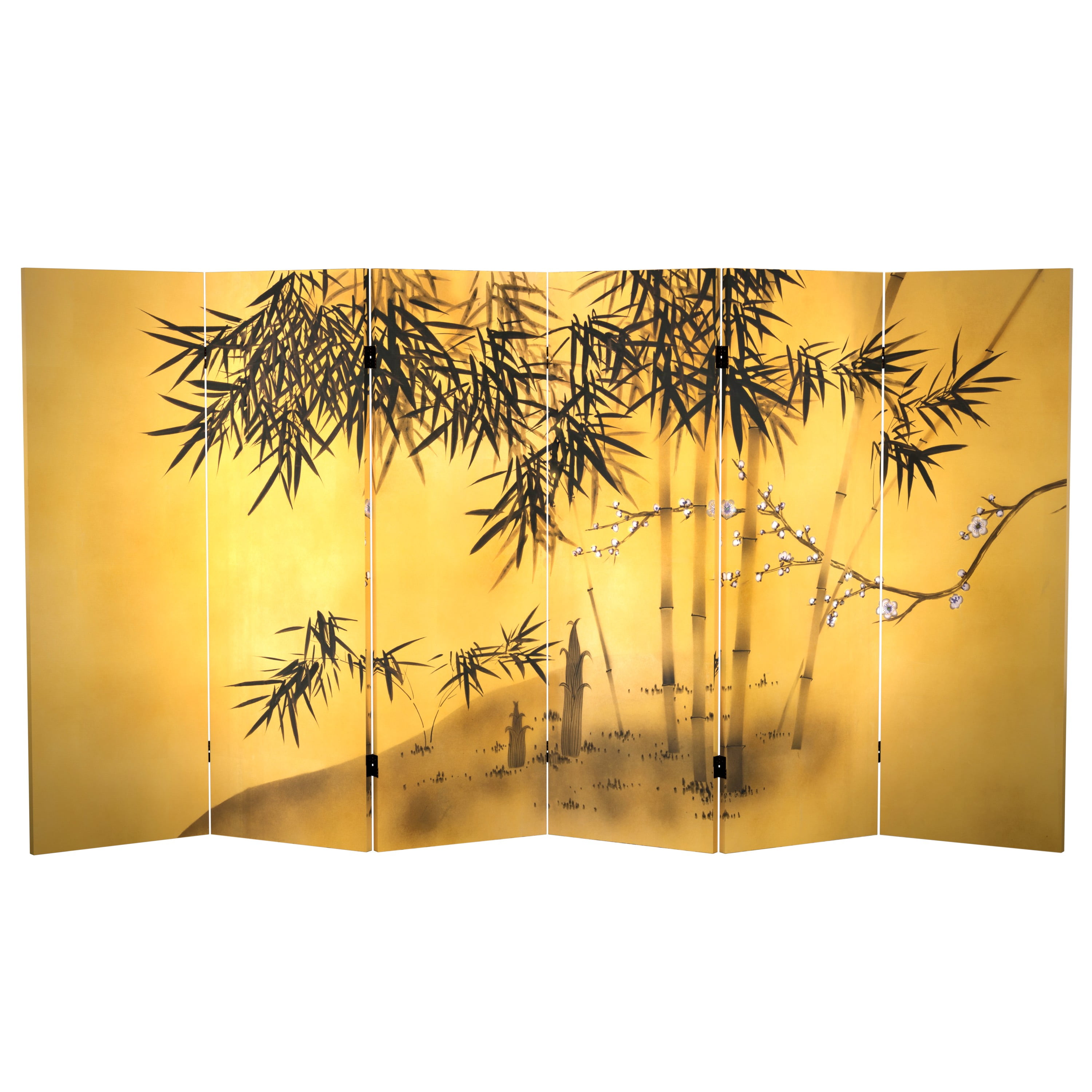 4 ft. Short Double Sided Bamboo Tree Canvas Folding Screen - Walmart.com