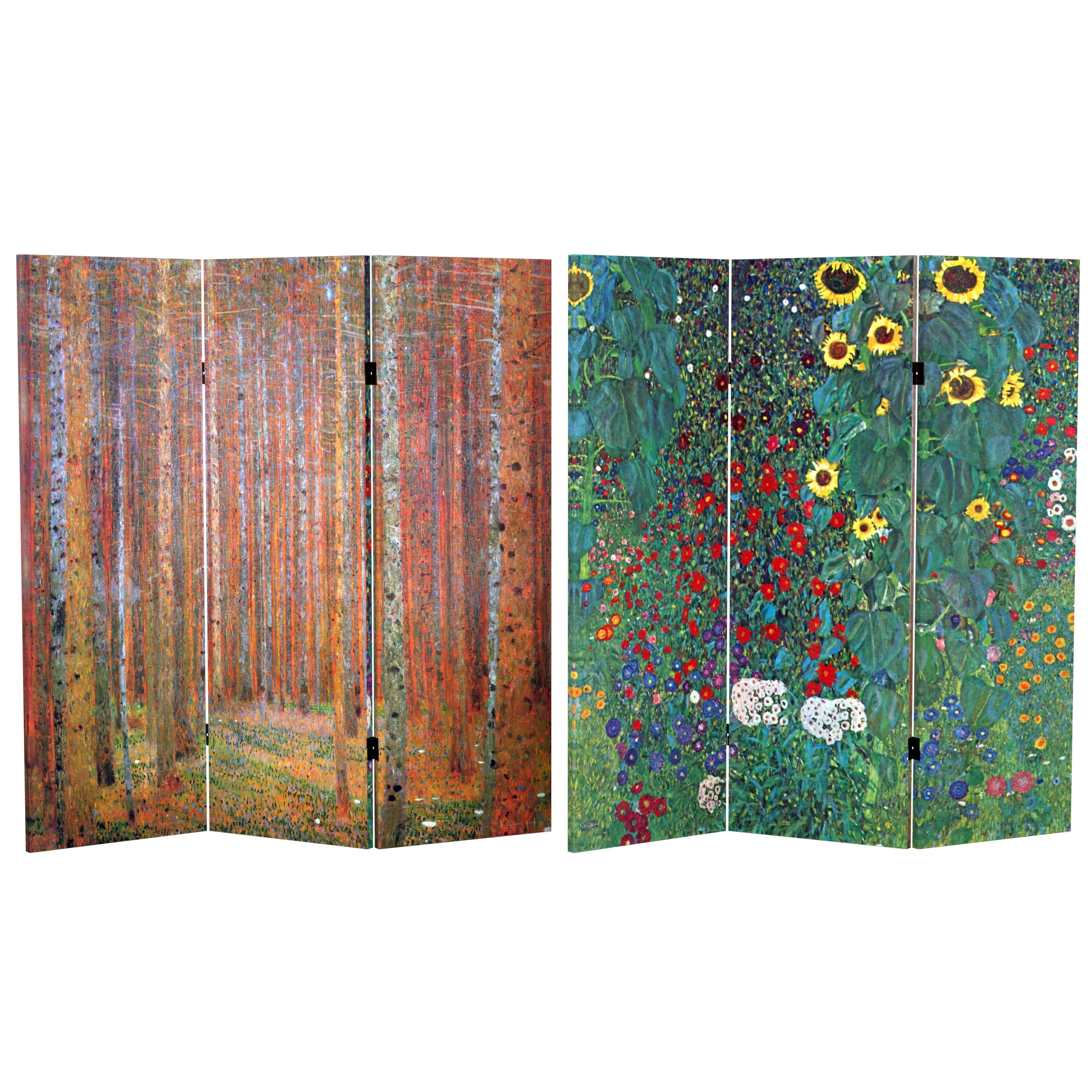 Red Lantern 4 ft. Short Klimt Canvas Folding Screen - Tannenwald/Farm ...