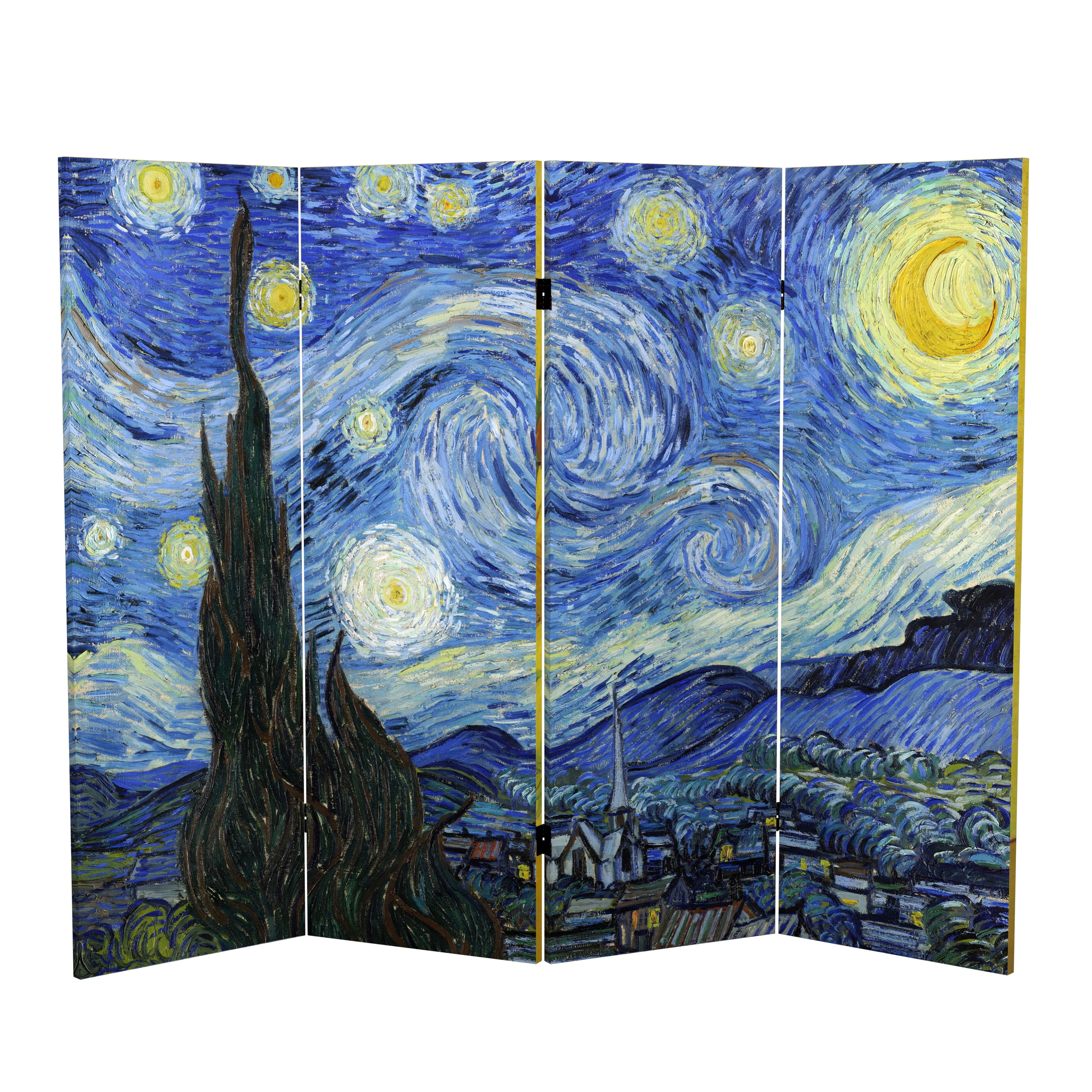 4 ft. Short Double Sided Works of Van Gogh Canvas Folding Screen ...