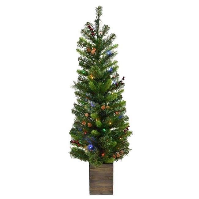 4 ft. Slim LED Mixed Pine Color Changing Entrance Tree, Multi Color ...