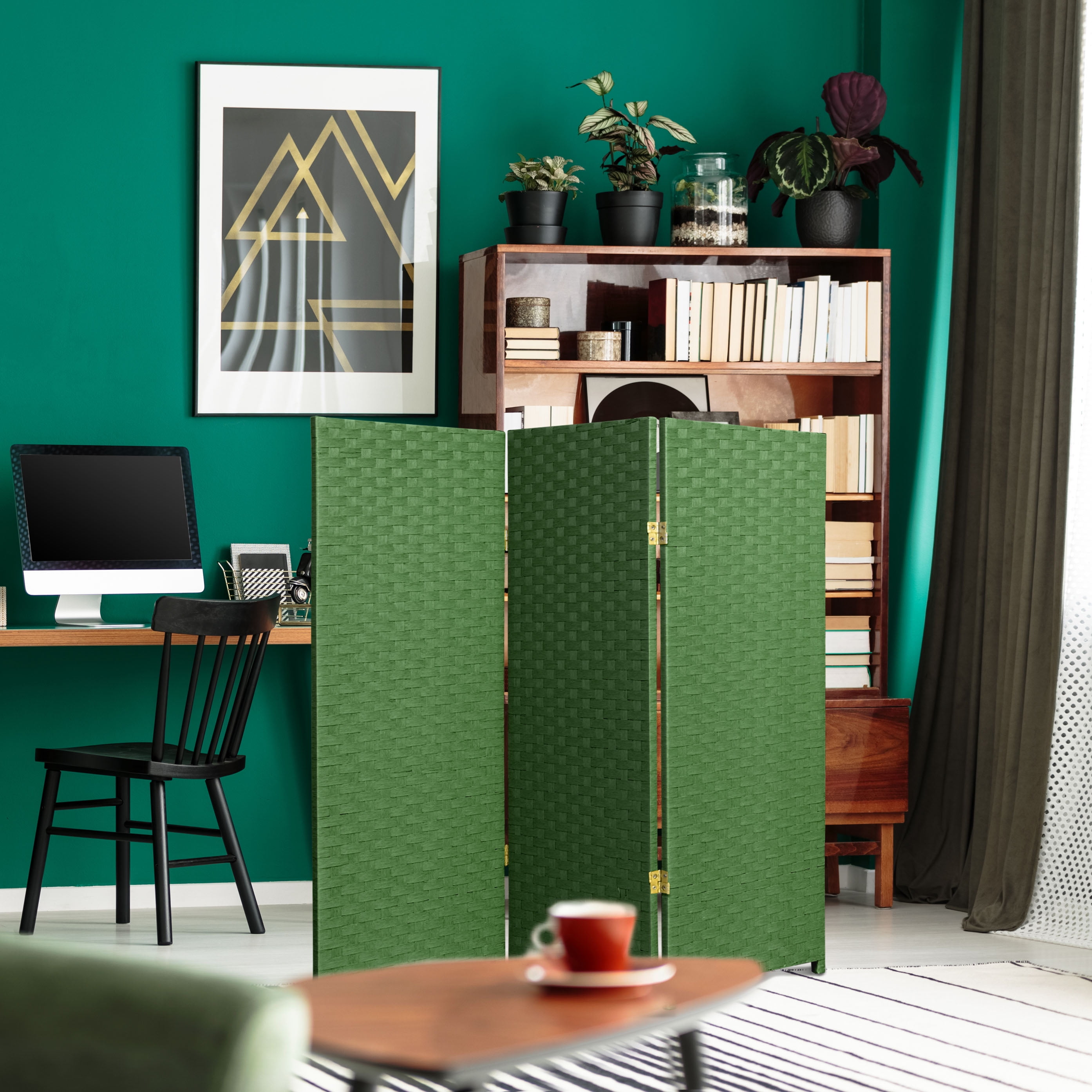 4 ft. Tall Color Dyed Fiber Weave Panel Screen Room Divider - Light ...