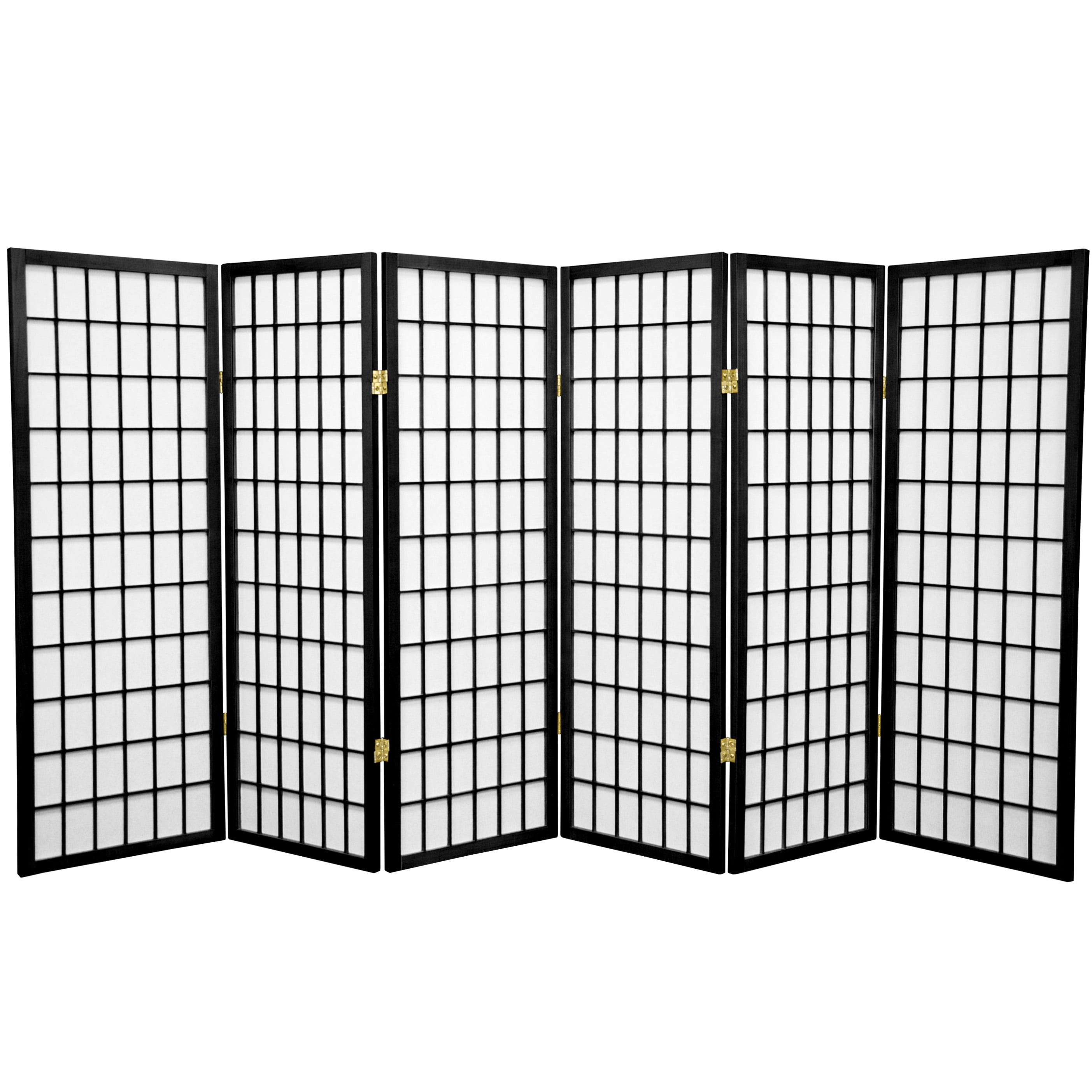 4 ft. Tall Window Pane Shoji Screen - Black - 6 Panels - Walmart.com