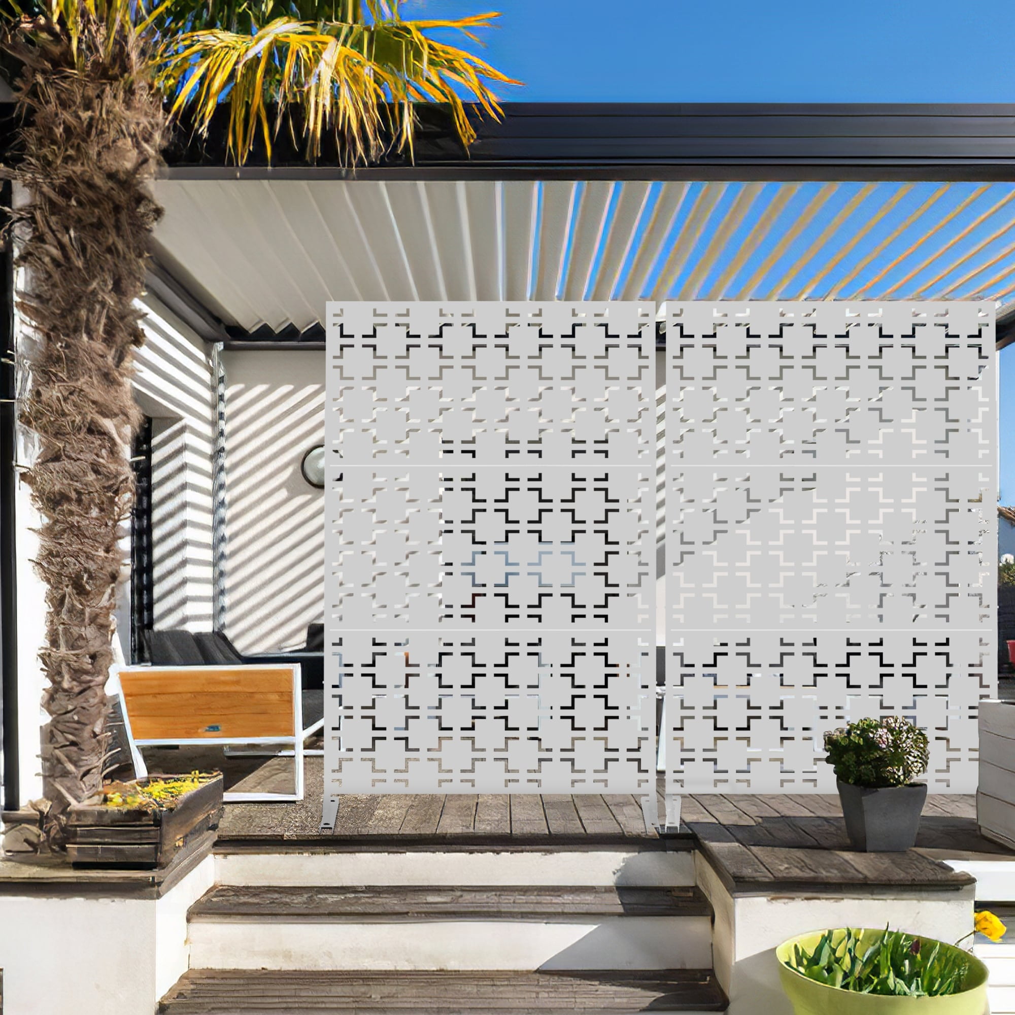 Walmart 4ft W x 6ft H Laser Cut Metal Privacy Screen, All-Weather ...