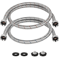 "JUWO Heavy Duty 4ft Washer Hoses, 2 Pack 3/4"" FHT, 304 Braided ...
