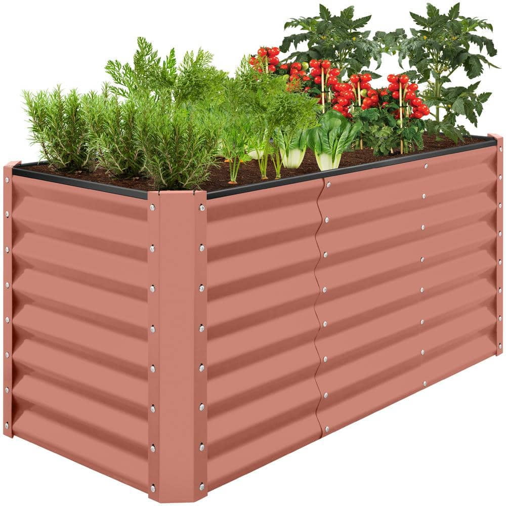 4 ft. x 2 ft. x 2 ft. Terracotta Rectangular Steel Raised Garden Bed ...