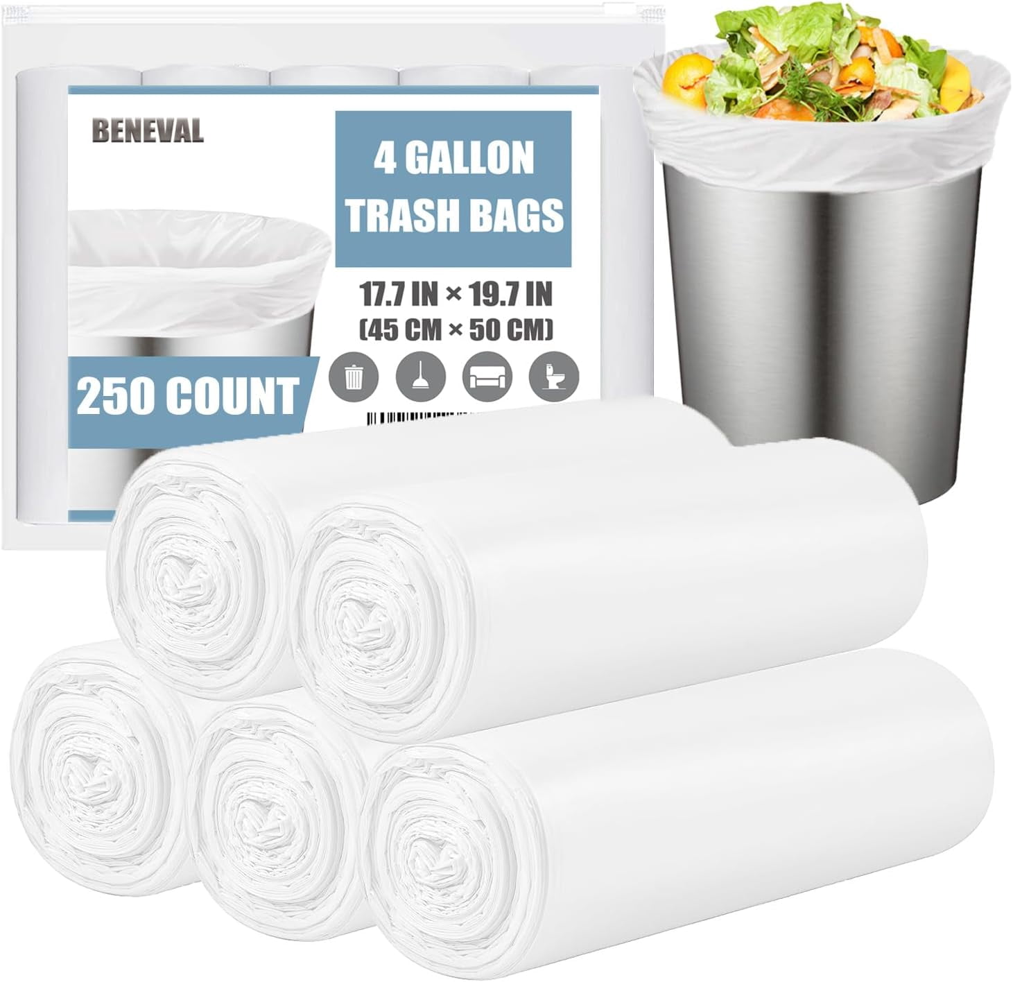 4-gallon small garbage bags - 100 sets of 4-gallon garbage bags, for ...
