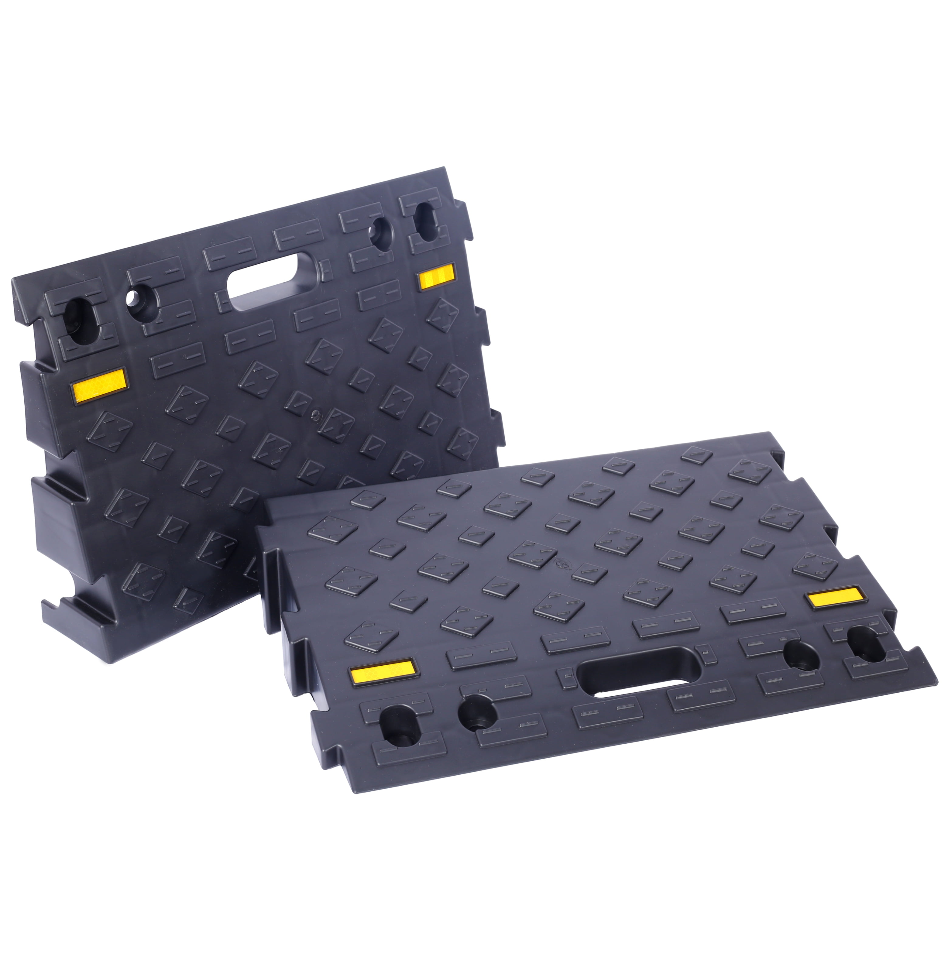 4" high 2-Piece Portable Automotive Curb Ramp, Heavy-Duty Plastic ...
