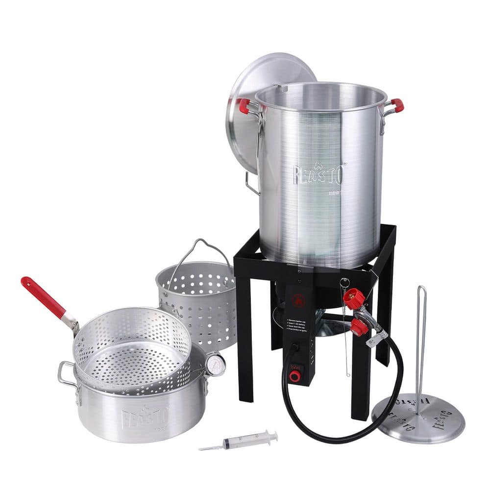 4-in-1 30 Qt. Turkey and 10 Qt. Fish Fryer Boiler Steamer Set with ...