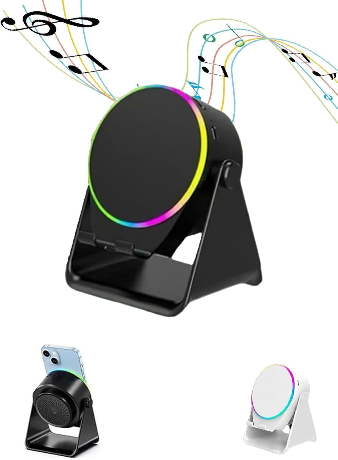 4-in-1 360° Rotating Bluetooth Speaker Stand, with Colorful Ambient ...