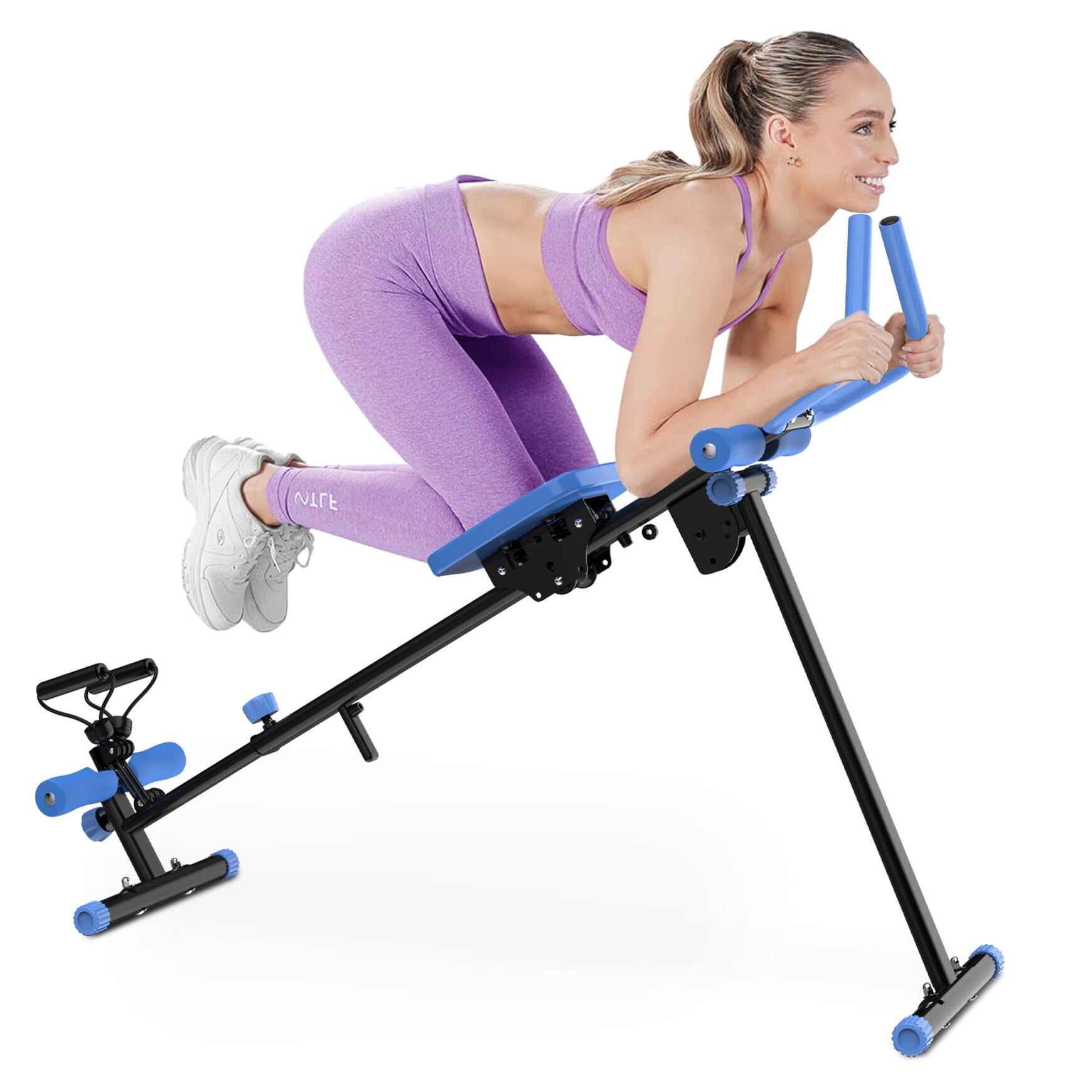 4-in-1 Ab Workout Equipment with Rowing Machine, Leg Press Machine, Ab Glider Machine, Roman ...