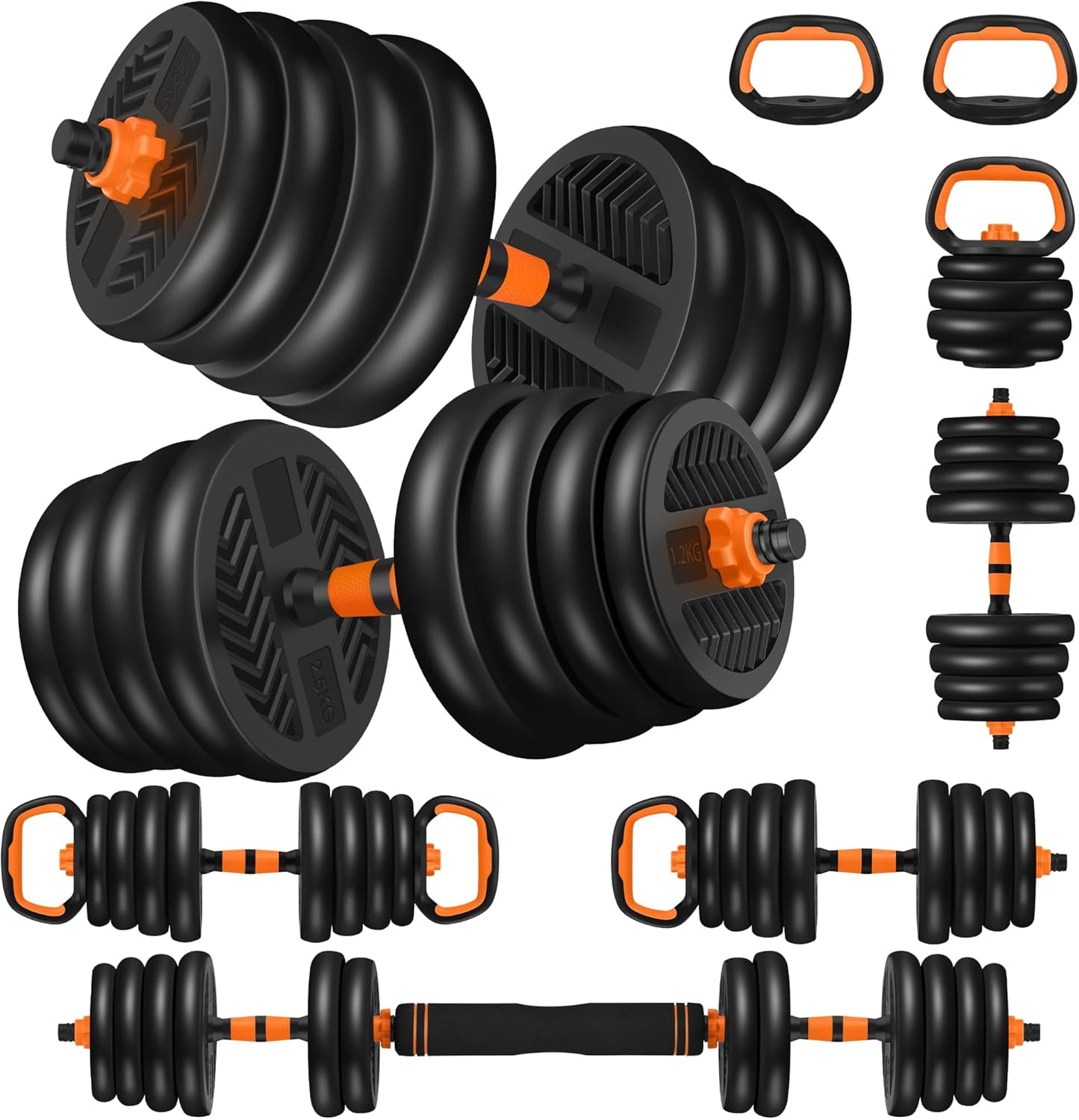 4 in 1 Adjustable Dumbbell Set with Connecting Rod Used as Barbell ...