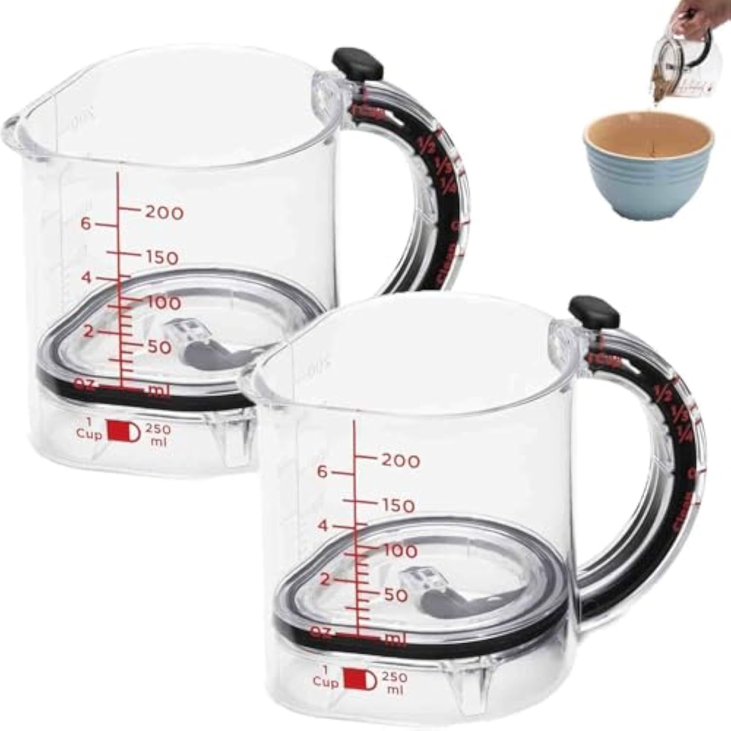 4-in-1 Adjustable Measuring Cup, Adjustable Base Kitchen Measuring Cup ...