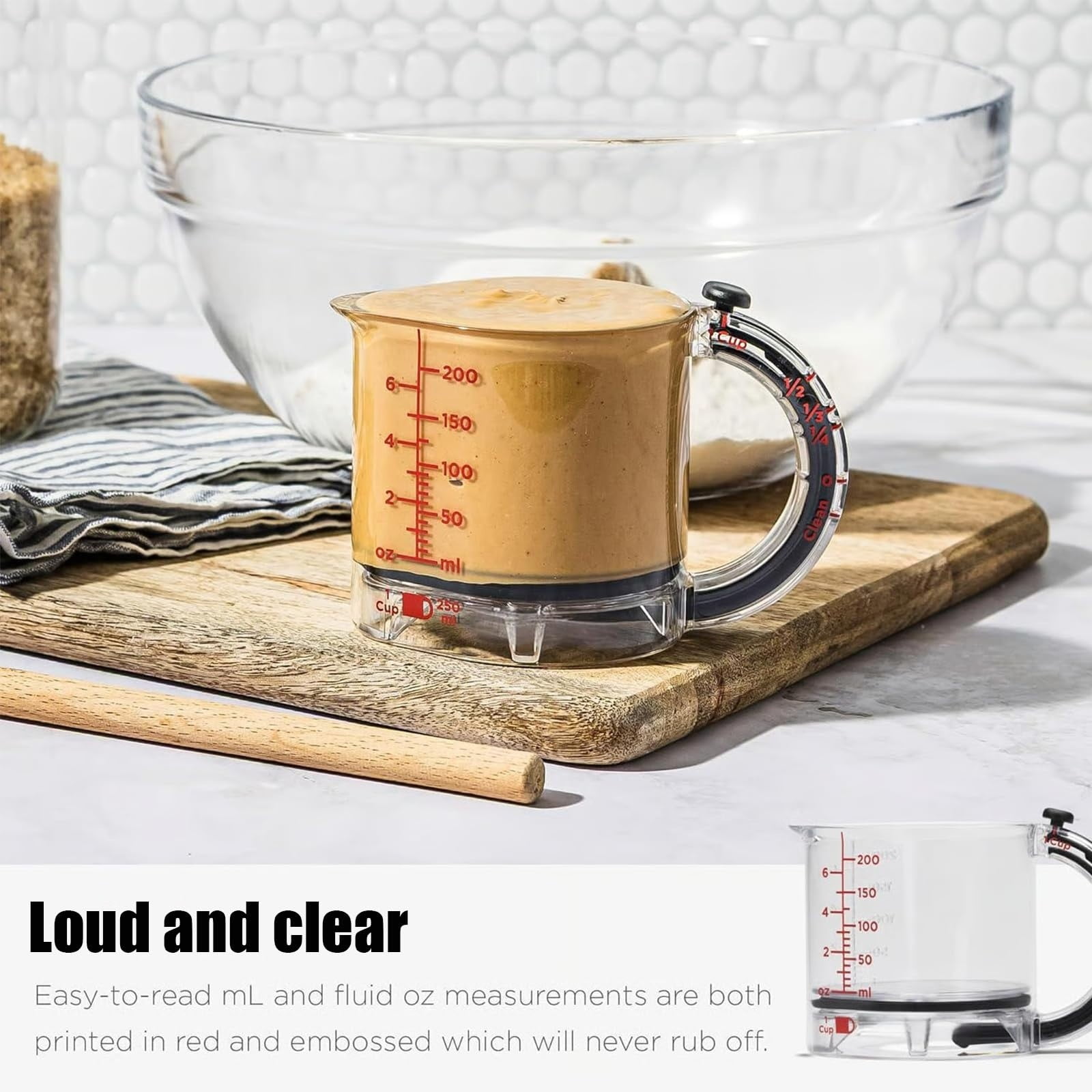 4-in-1 Adjustable Measuring Cup, Multi-Functional Measuring Cup with ...