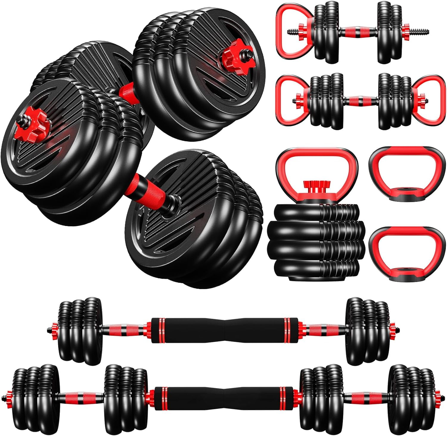 4-in-1 Adjustable Weight Dumbbell Set - Premium Home Gym Equipment with ...