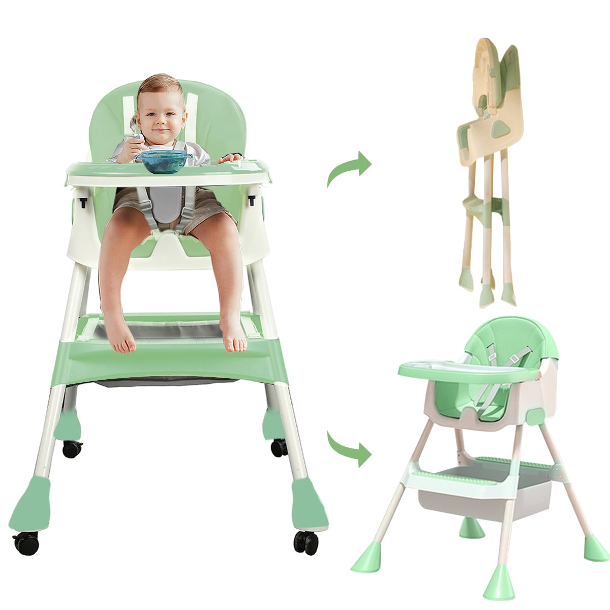 4-in-1 Baby High Chair Adjustable Highchair for Baby Girls Boys ...