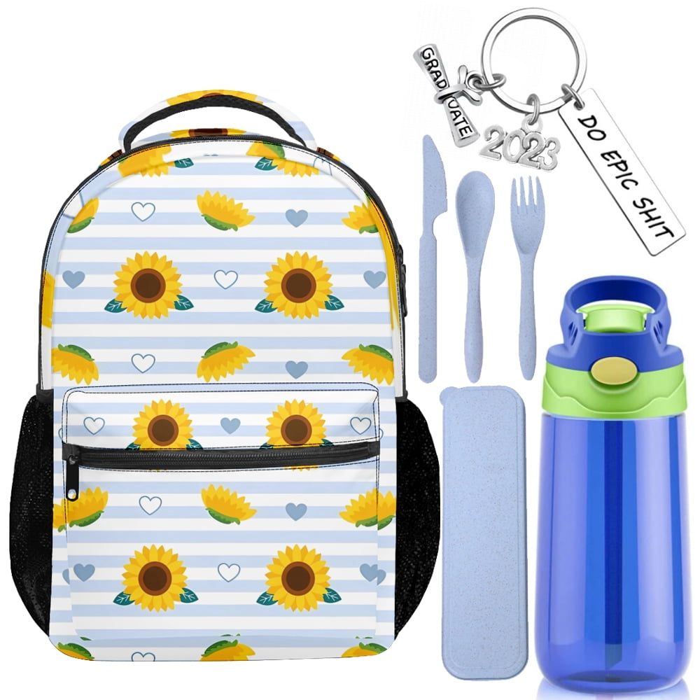 4 in 1 Backpack Sunflower Plaid Student Backpack for Elementary, Middle ...