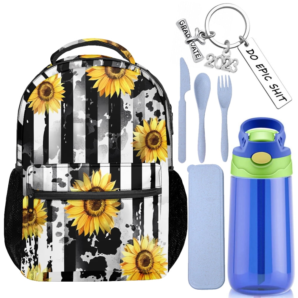 4 in 1 Backpack Sunflower Plaid Student Backpack for Elementary, Middle ...