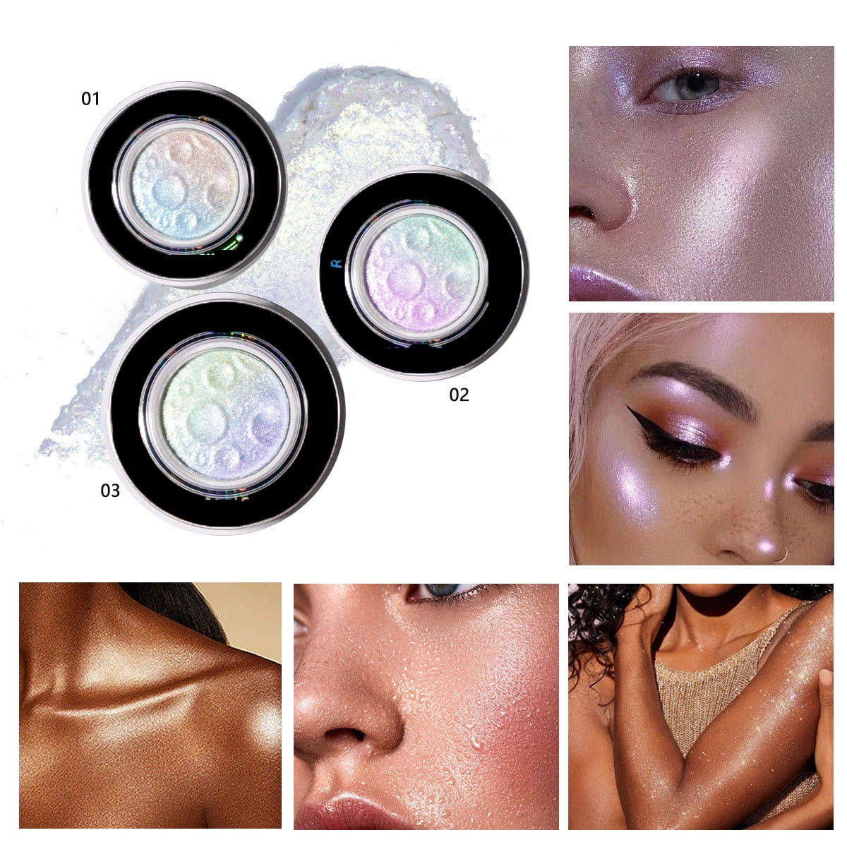 4-in-1 Baking Powder Highlighter & Shimmer Eyeshadow Palette - 2.1g ...