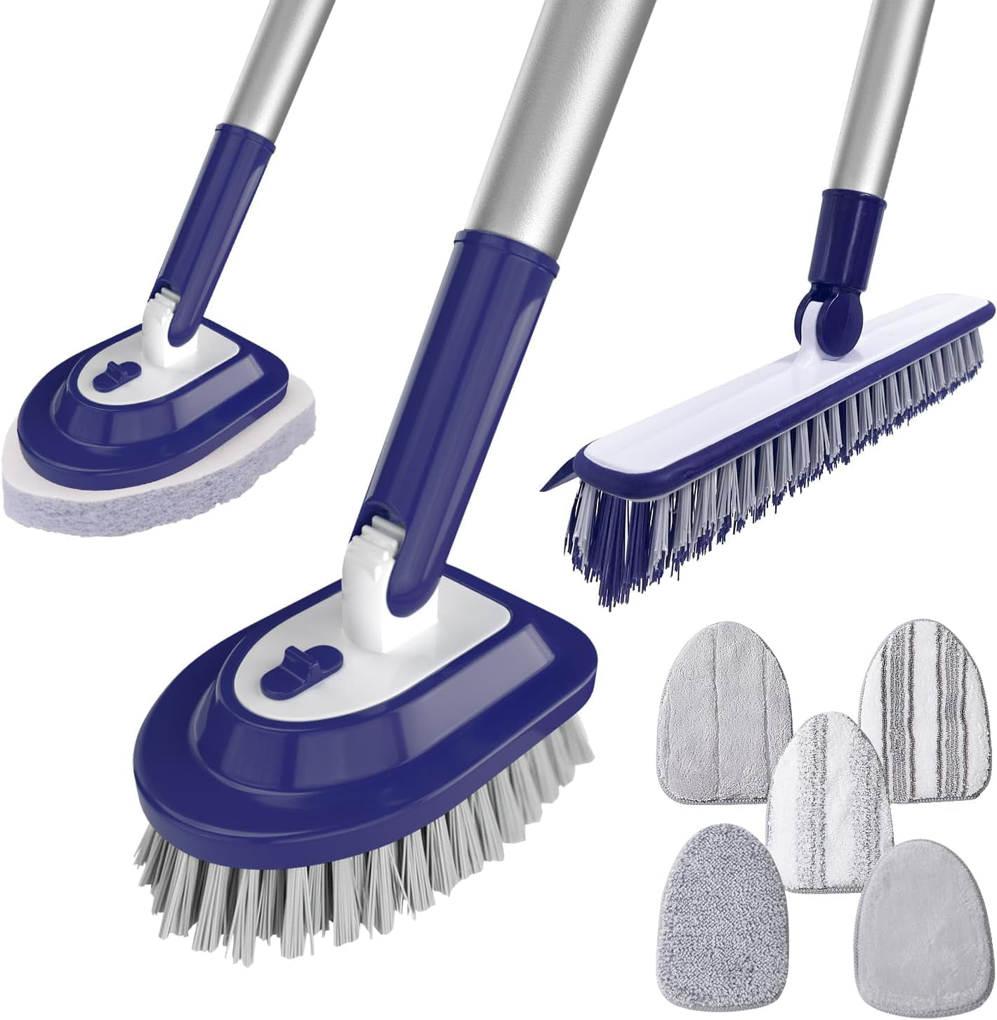 4-in-1 Bathtub Cleaner Brush, Shower Scrubber with Long Handle for ...