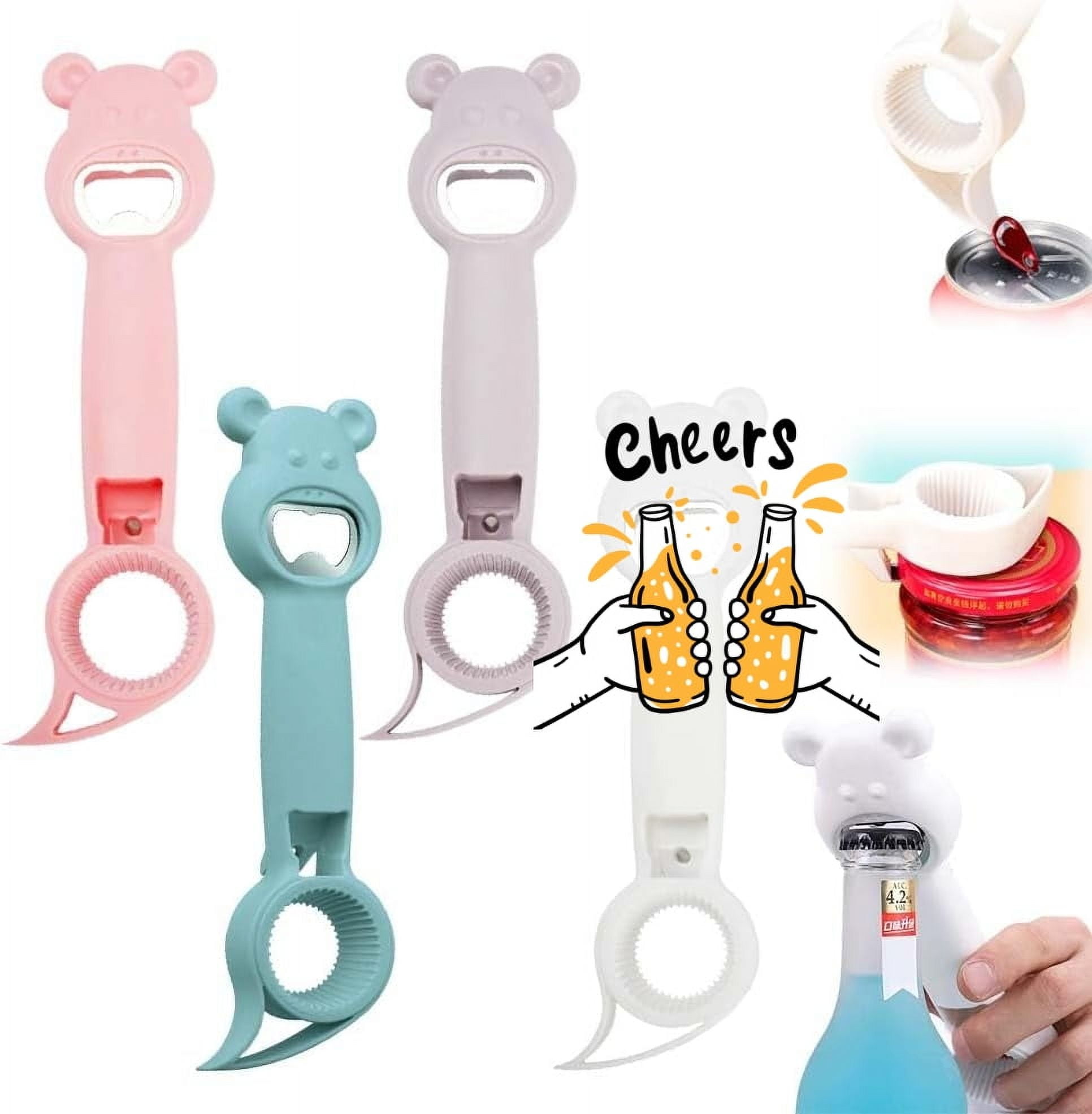 4 in 1 Bottle Opener, 4PCS Beer Can Opener Bottle Cute Bear Bottle ...