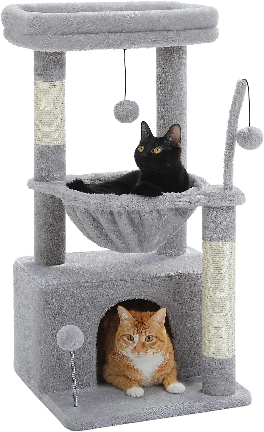 4-in-1 Cactus Cat Tree, 33'' Cat Tower for Indoor Cats with Large Condo ...
