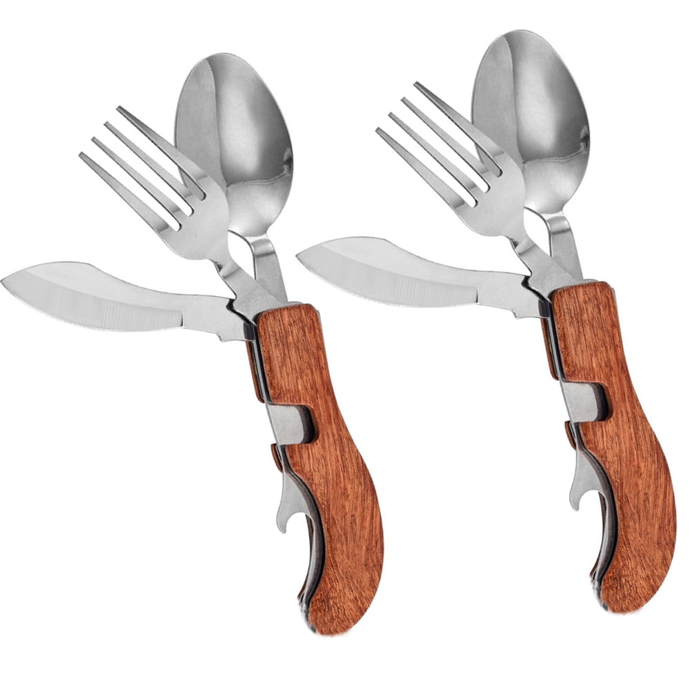 4-in-1 Camping Tableware Utensils, Portable & Detachable Stainless ...
