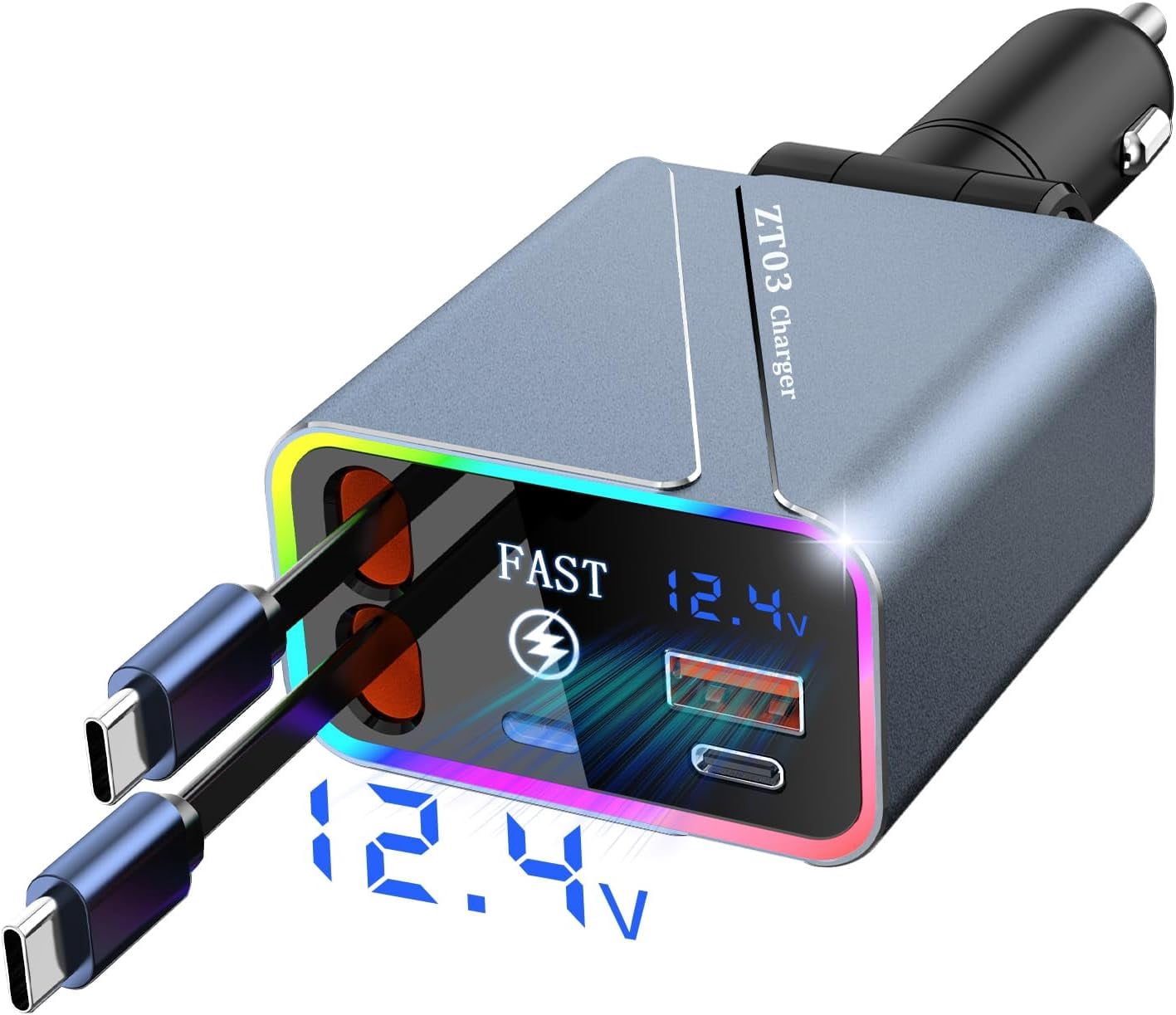 4-in-1 Car Charger: This powerful charger features dual 48W PD Type-C ...