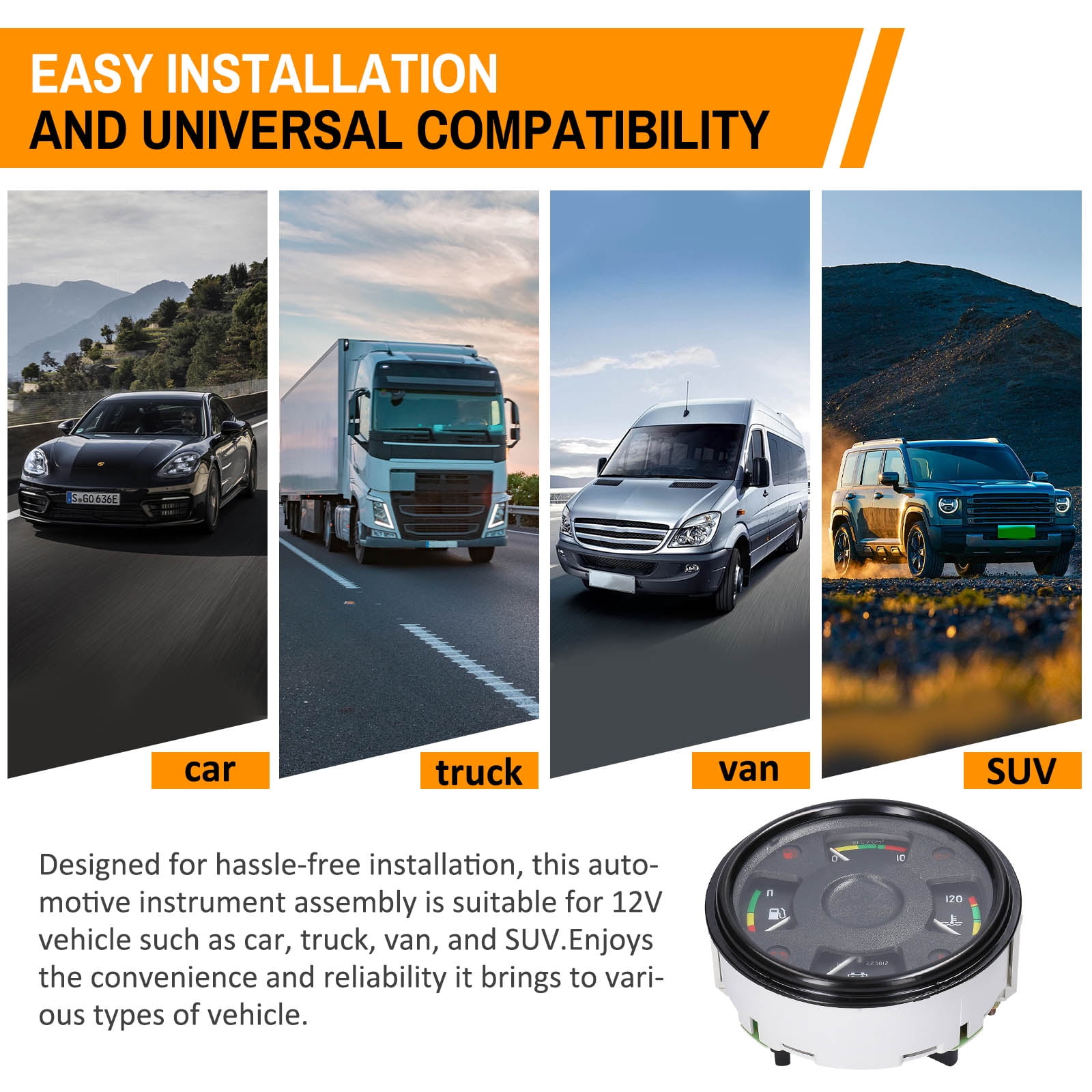 4 in 1 Car Instrument Assembly Multi-Functional Automotive Fuel Gauge ...